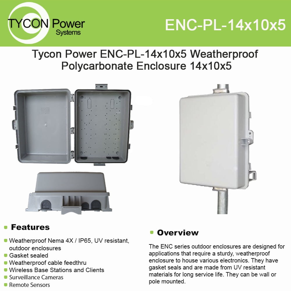 Tycon Systems ENc-PL-14x10x5 Polycarbonate Outdoor Enclosure - 14 x 10 ...