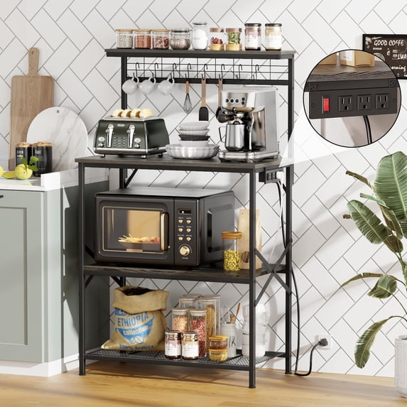 Tydimor Baker's Rack with Power Outlet, Kitchen Microwave Stand, 4-Tier ...