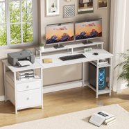 Free Shipping! Dextrus 55" Computer Desk with Storage Drawers & LED ...