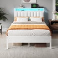 Tydimor Full Bed Frames with LED Lights, Platform Bed with Metal Slats ...