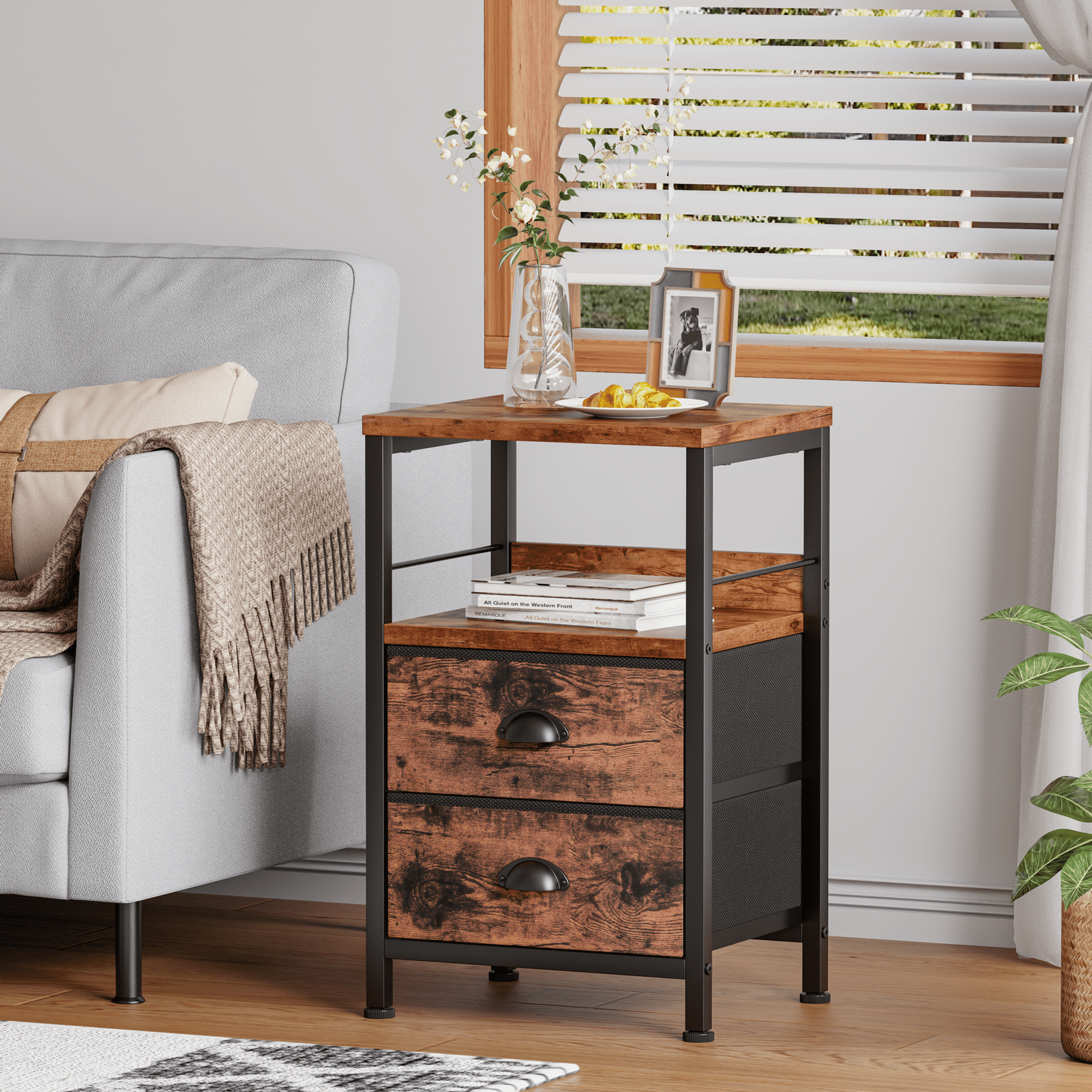 Tydimor Night Stand with Fabric Drawer, Sofa Side Table, Bedroom ...