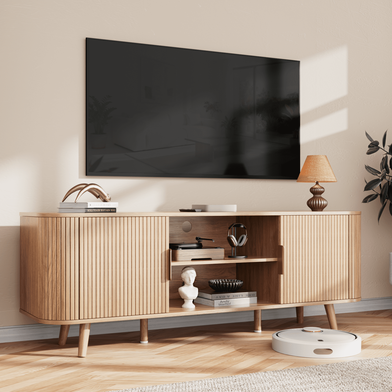 Tydimor TV Cabinet Stands for TVs up to 65", Entertainment Center with ...