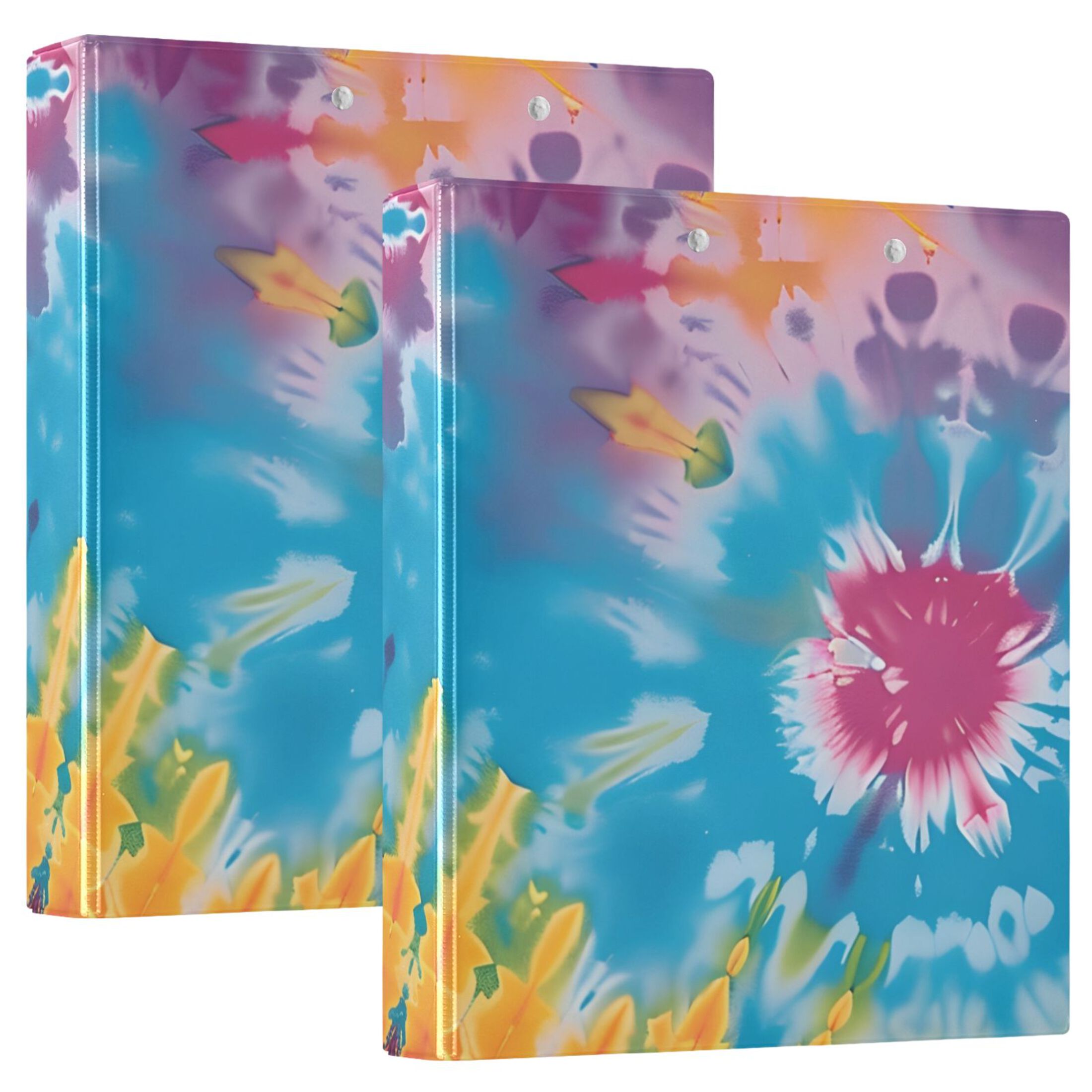 Tye Dye 3 Ring Binders 1.5 inch Hardcover File Folders with Interior ...