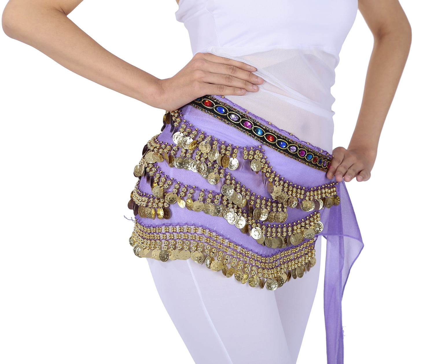 Tye Dye Chiffon Tribal Hip Scarves Wrap Sash Belt Scarf with Coins ...