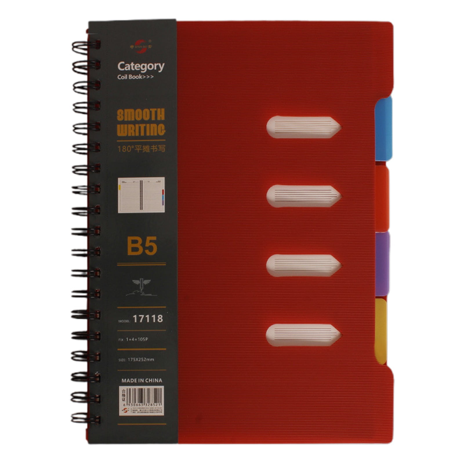 Tyeign 4 Subject Notebook with 5 Tabs, College Ruled Lined Paper ...