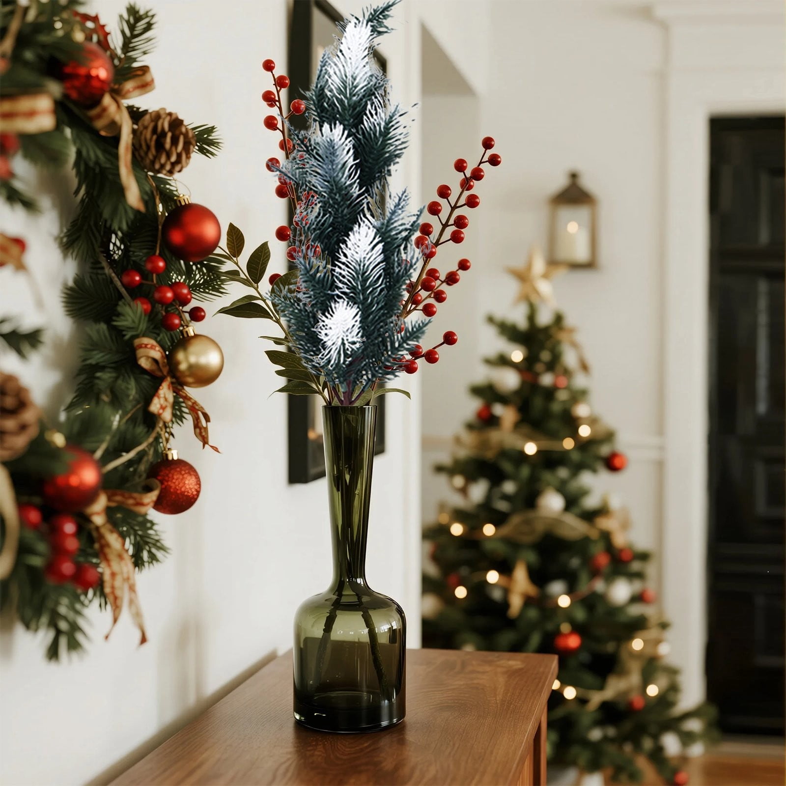 Tyeign Faux Cedar Christmas Pick, Large 16-20In Artificial Greenery ...