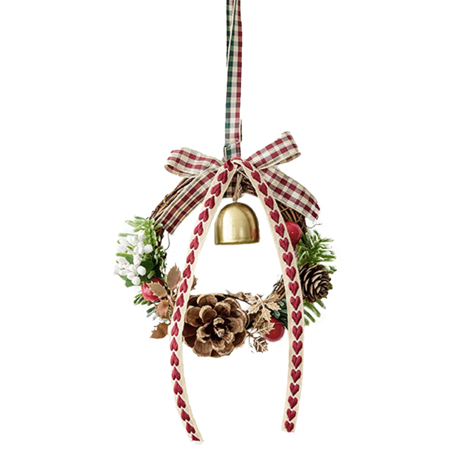 Tyeign Mini Holly Christmas Wreath, 6" Pinecone & Berry Car Hanger ...