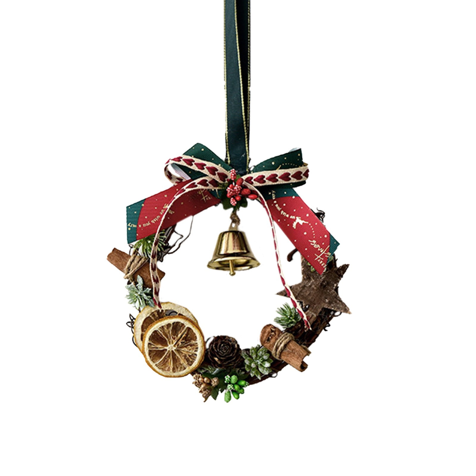 Tyeign Mini Holly Christmas Wreath, 6" Pinecone & Berry Car Hanger ...
