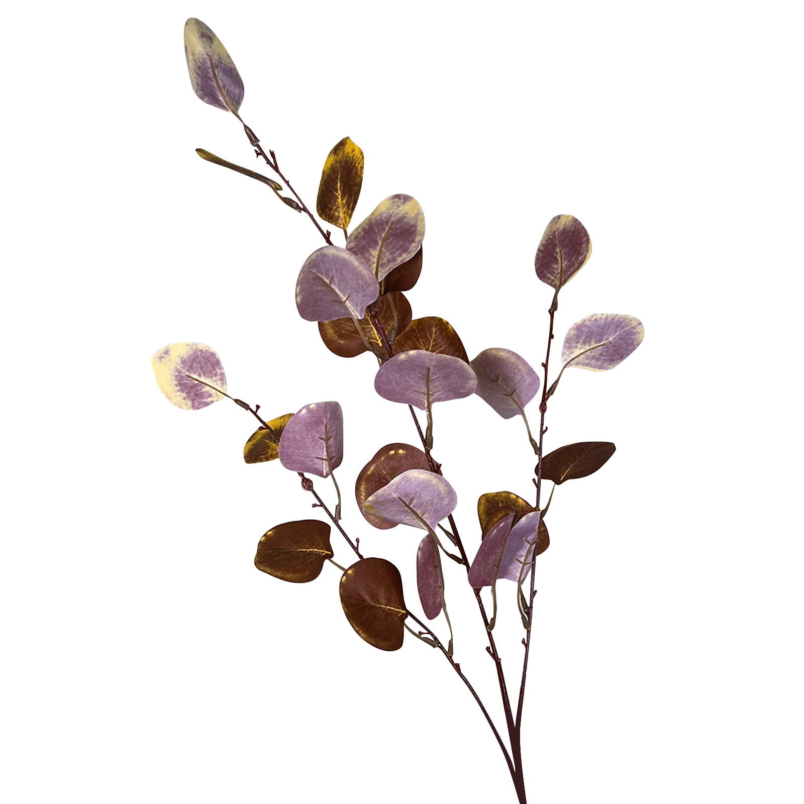 Tyeign Red Brown Artificial Leaves Greenery Stem, Realistic Faux ...