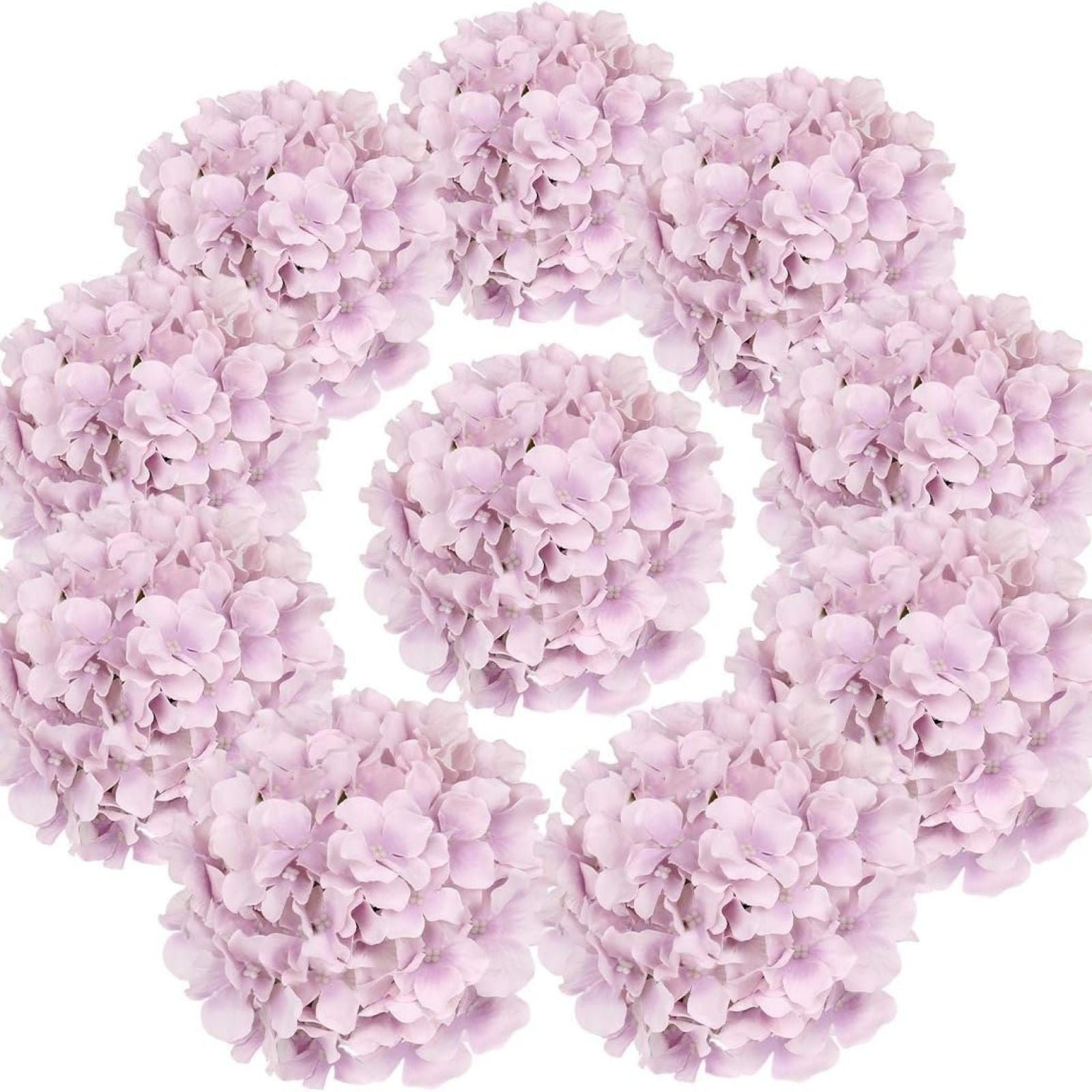 Tyeign Silk Hydrangea Flower Heads with Stems 7 in Pack, Realistic Faux ...