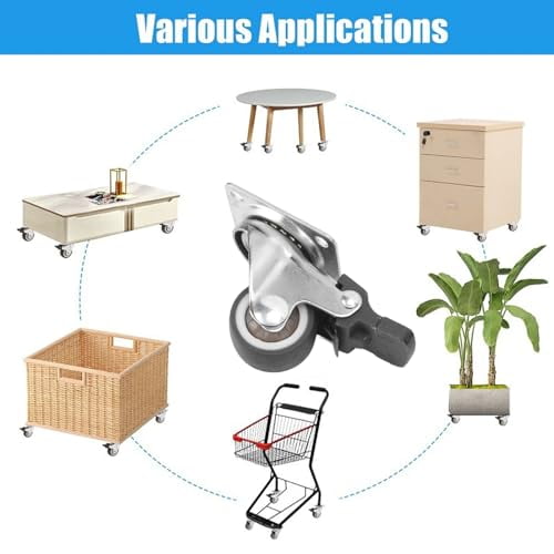 Tyenaza 4Pcs Small Caster Wheels, 1in Diameter Steel Rubber Rotating ...