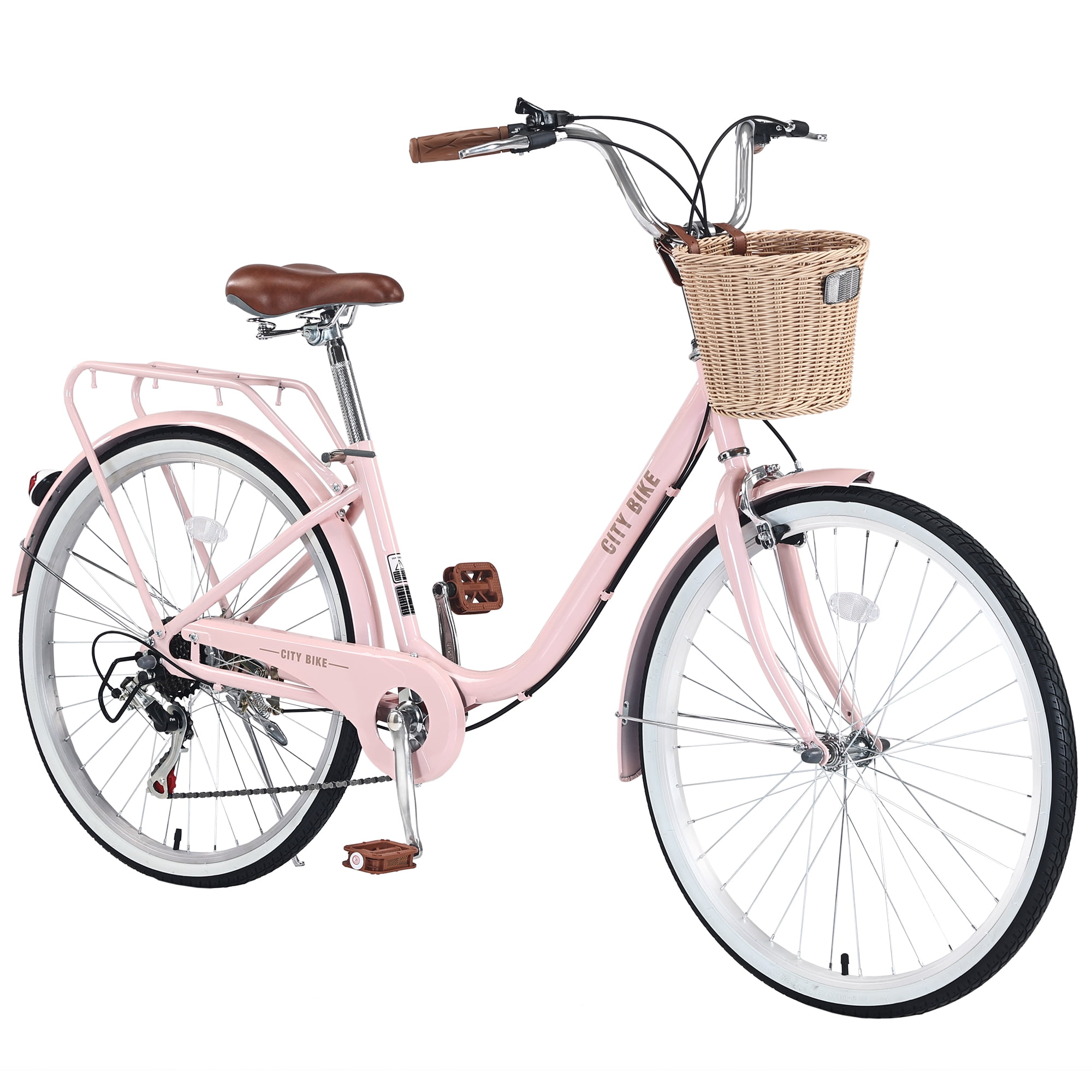 Tyethy 26" Womens Beach Cruiser Bike 7 Speeds Comfortable City Bikes ...