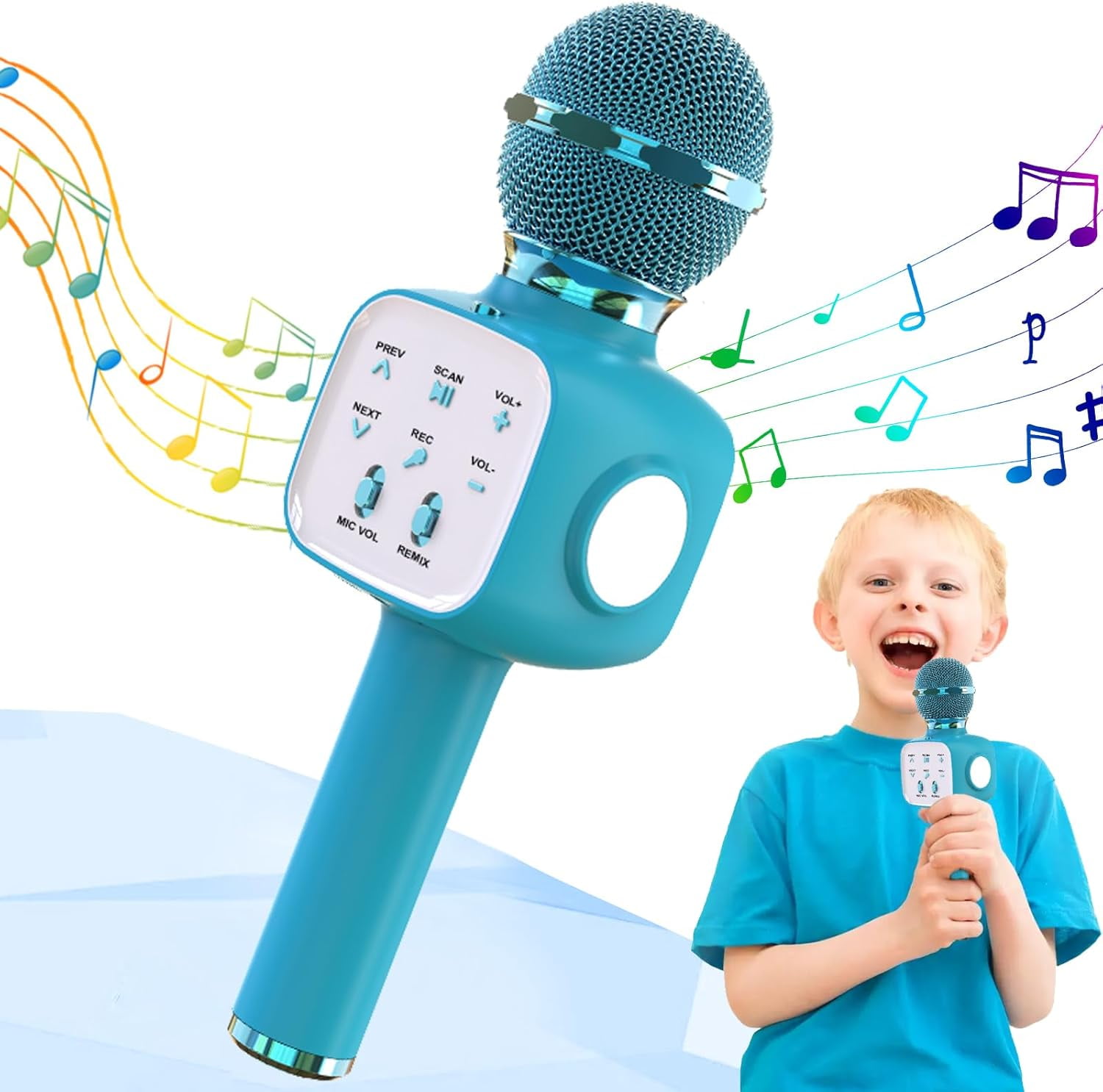 Tyethy Karaoke Microphone for Kids, Wireless Bluetooth Karaoke ...