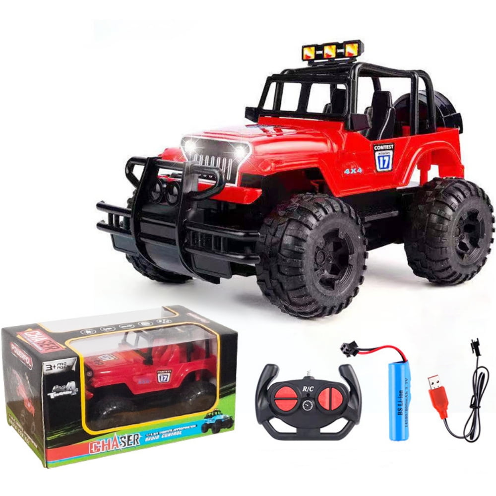 LED-Lit All Terrain Remote Control Car for Kids, Rechargeable Off-Road ...