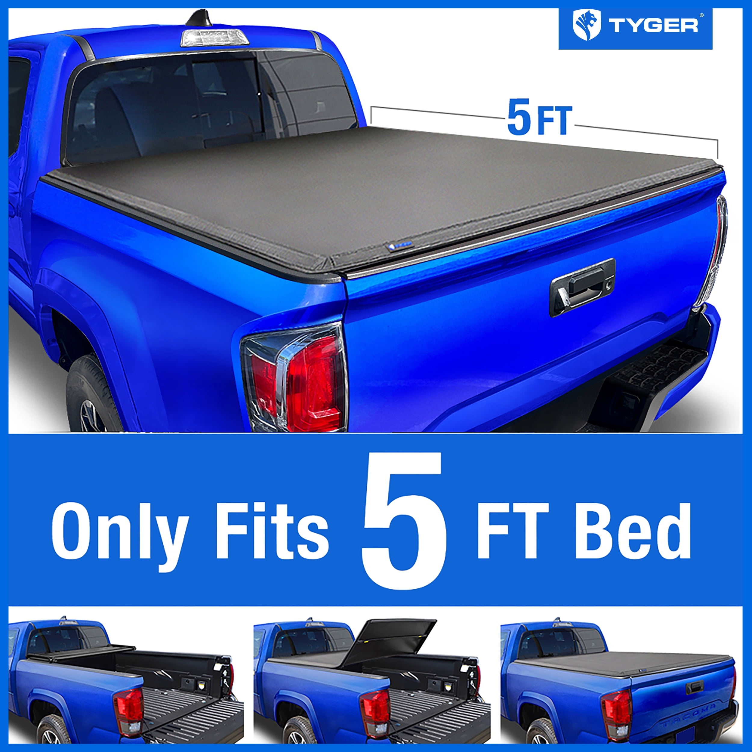 Tyger Auto T3 Soft Tri-fold Truck Bed Tonneau Cover Compatible with ...