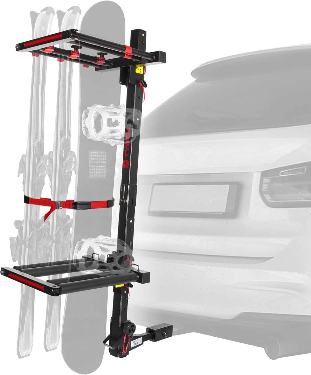 Tyger Auto TG-RK1B707B Folding Hitch-Mounted Ski/Snowboard Rack Fits 2 ...