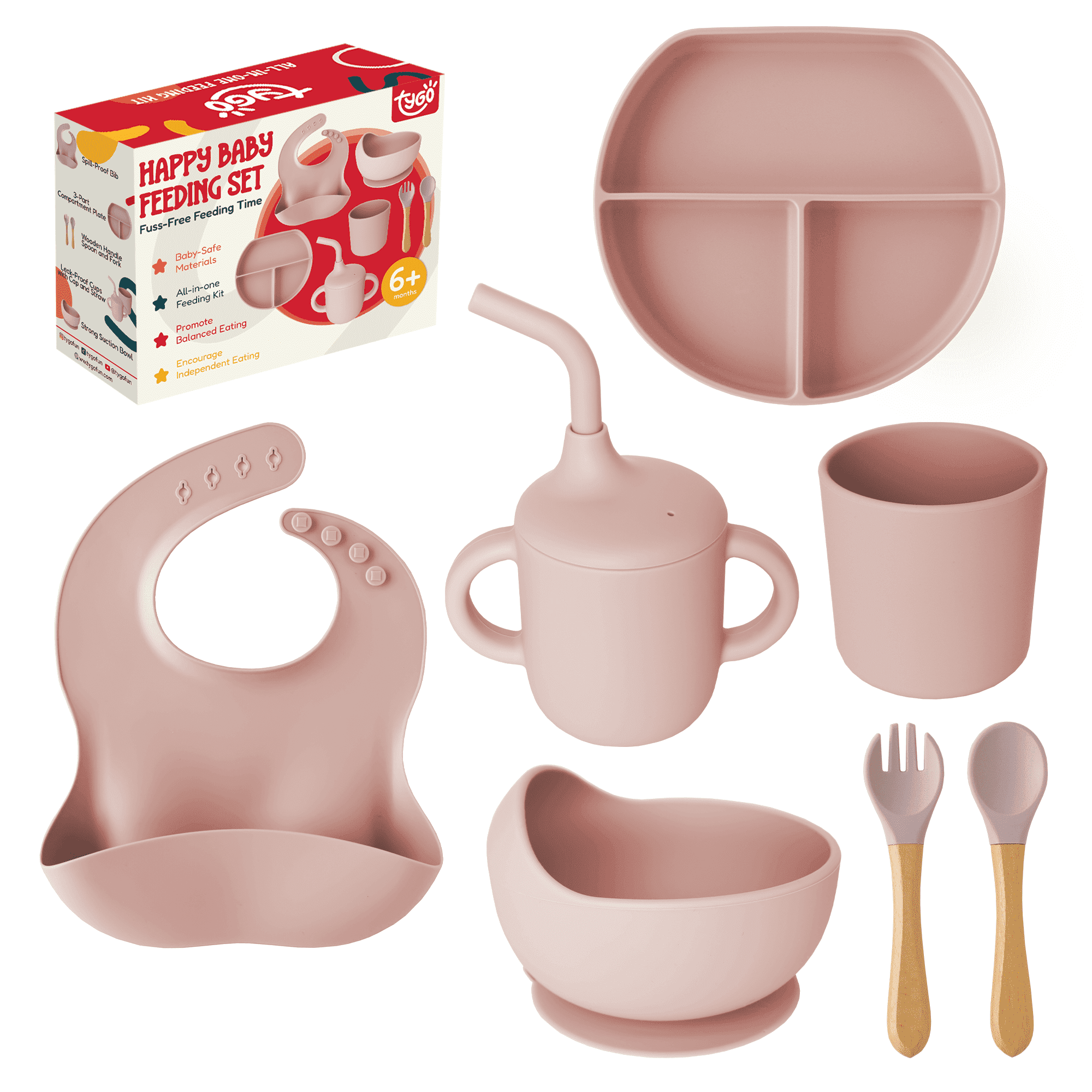 Tygo Silicone Baby Feeding Set - Complete Self-Feeding Kit with Suction ...