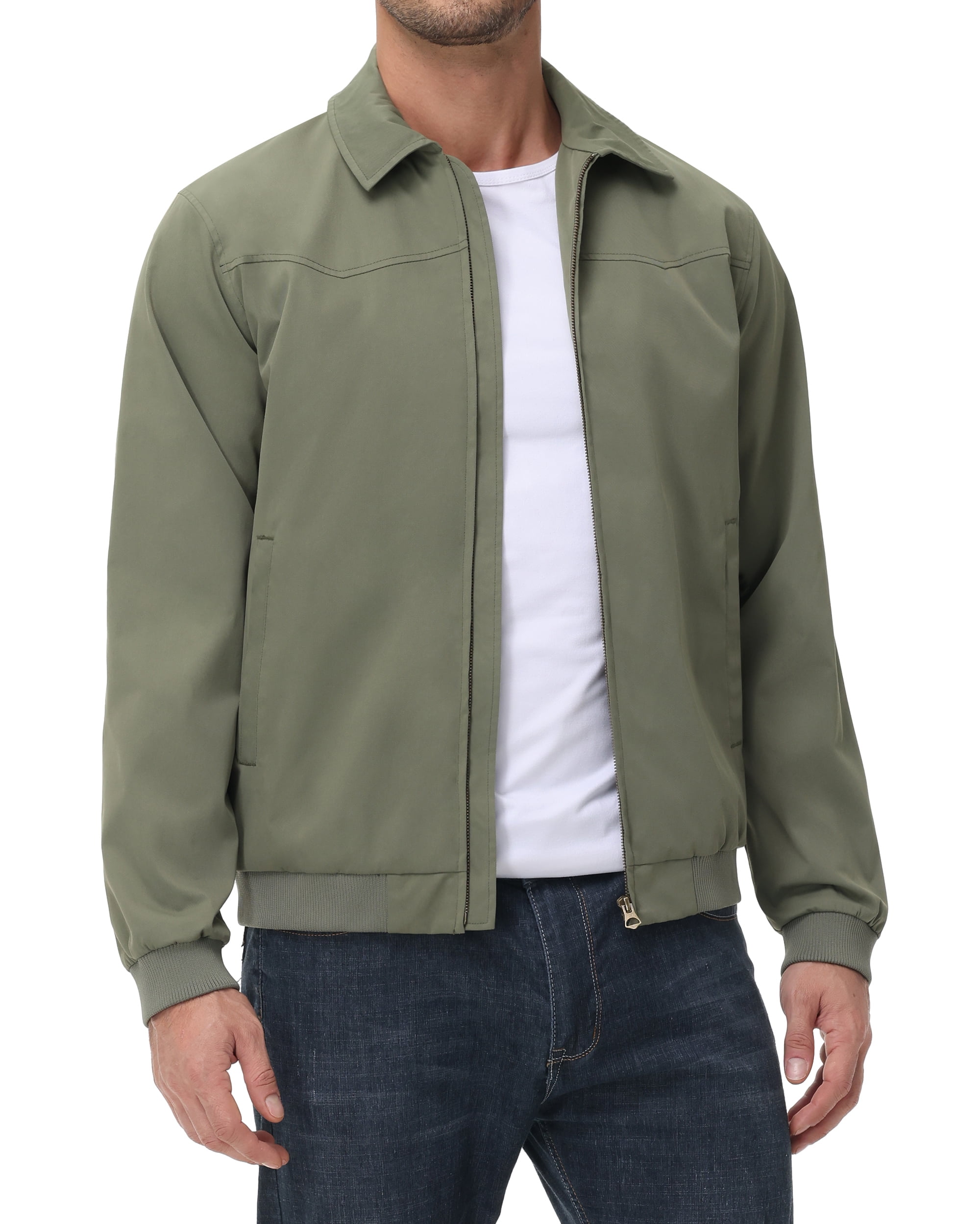 Tyhengta Men's Lightweight Jackets Casual Windbreaker Zip Up Collared ...