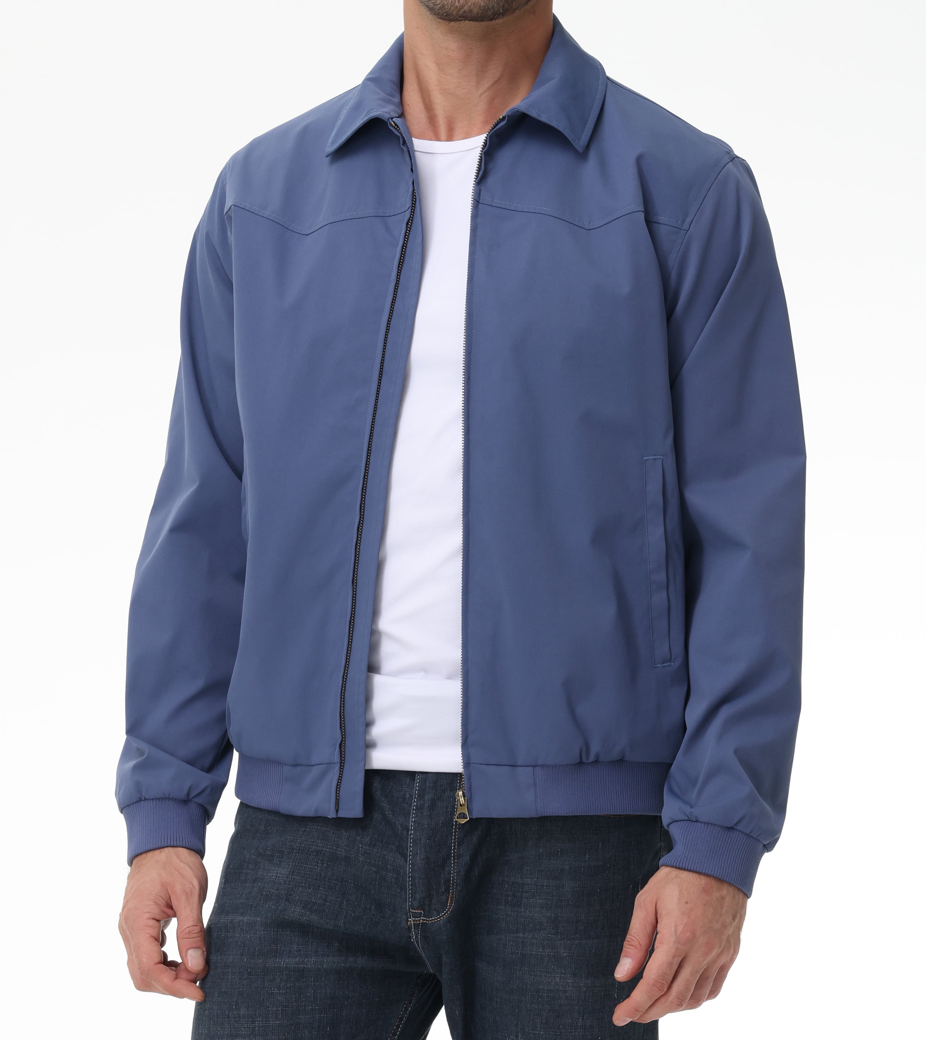 Tyhengta Men's Lightweight Jackets Casual Windbreaker Zip Up Collared ...