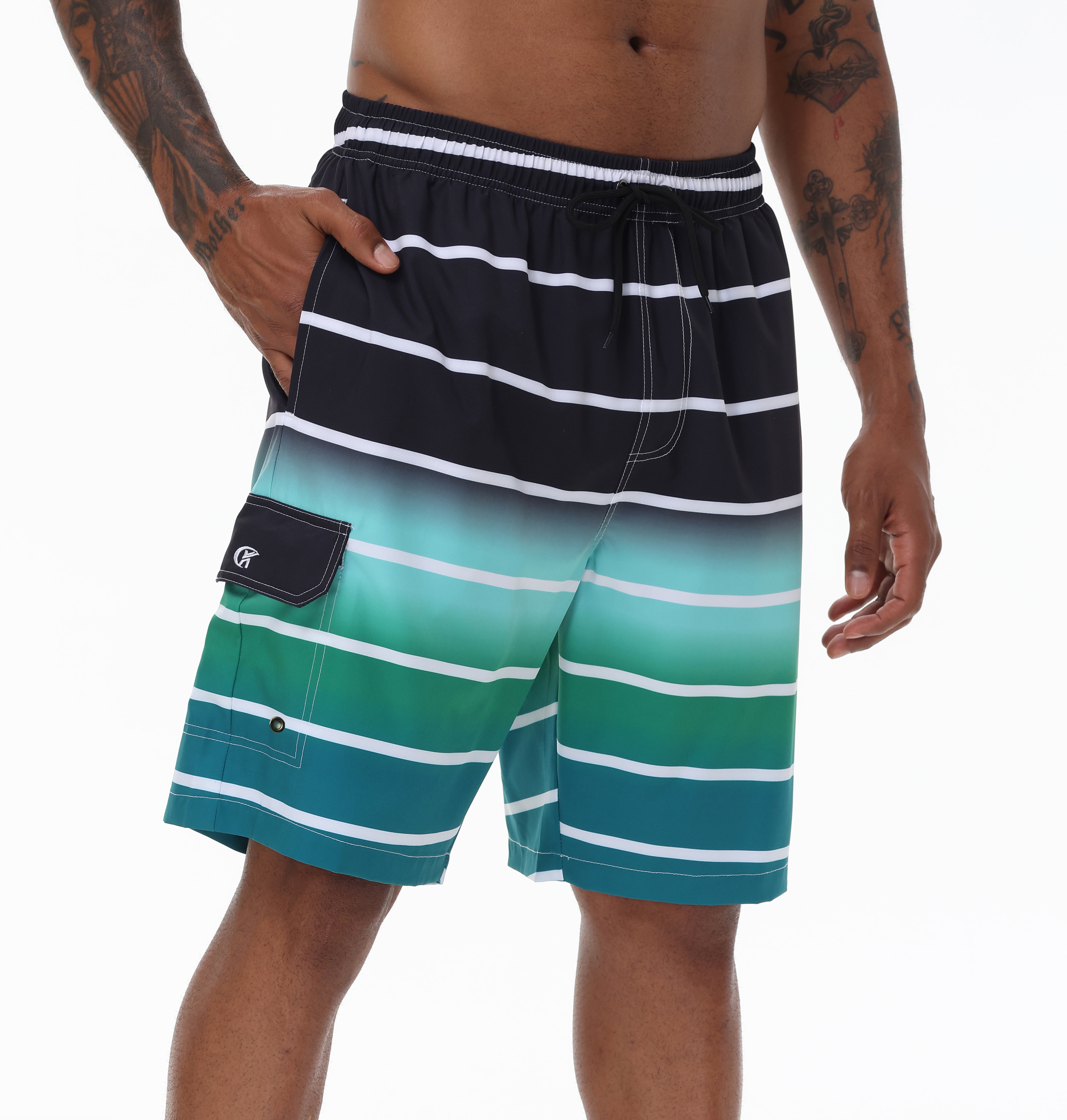 Tyhengta Men's Quick Dry Swim Trunks with Mesh Lining and Pockets White ...