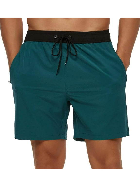 Cauagu Blue White Plaid Sunflower Print Men's Swim Trunks,Hawaiian ...