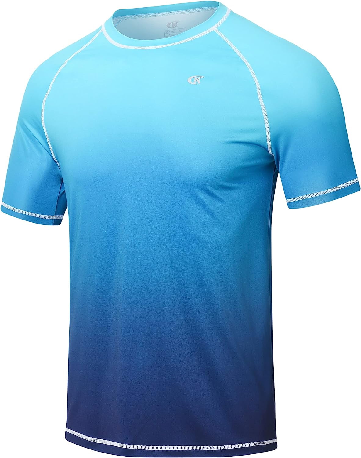 Tyhengta Men's UPF 50+ Rashguard Swim Tee, Blue Gradient, 2XL, Quick ...