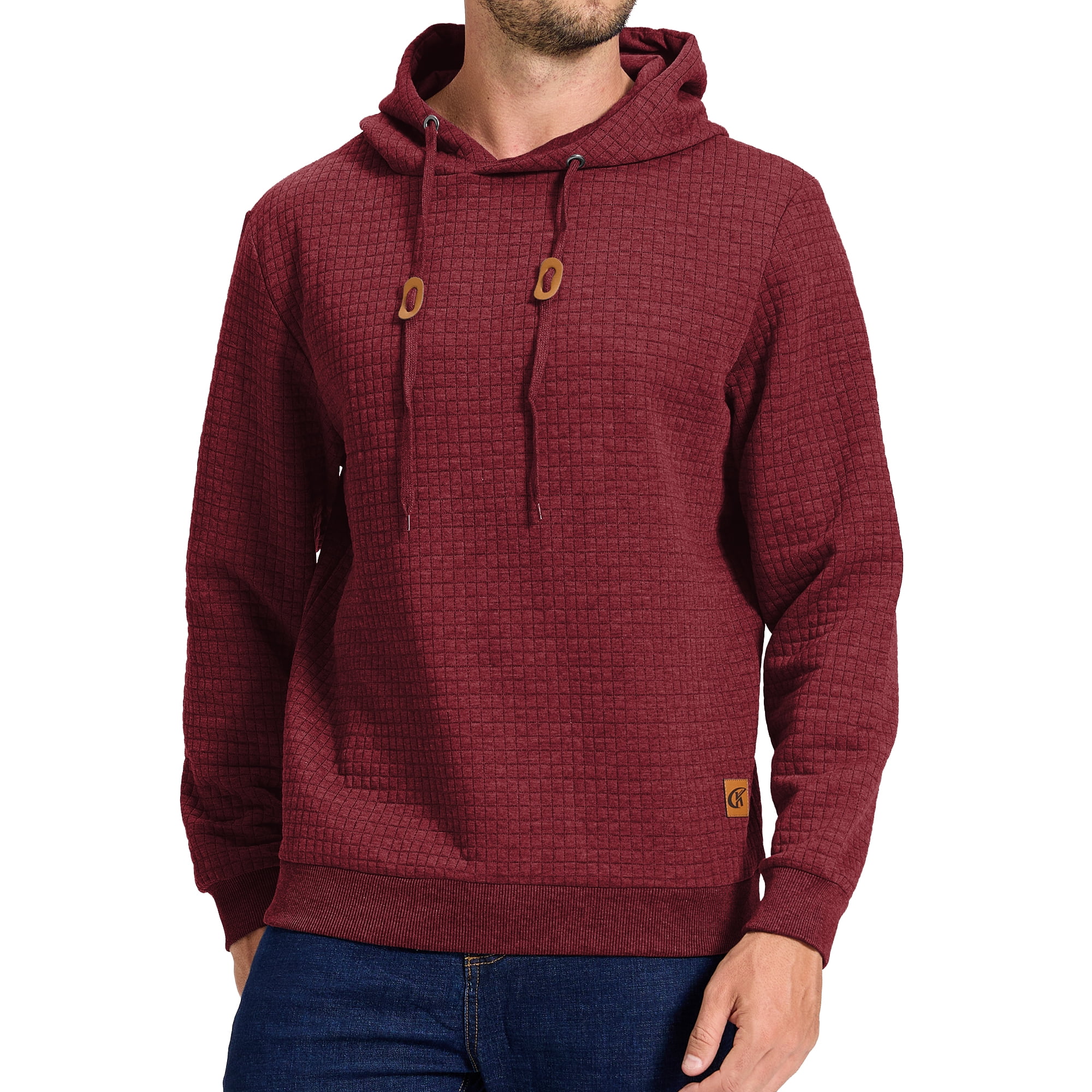 Tyhengta Mens Hooded Sweatshirt, Waffle Knit Pullover, Polyester ...