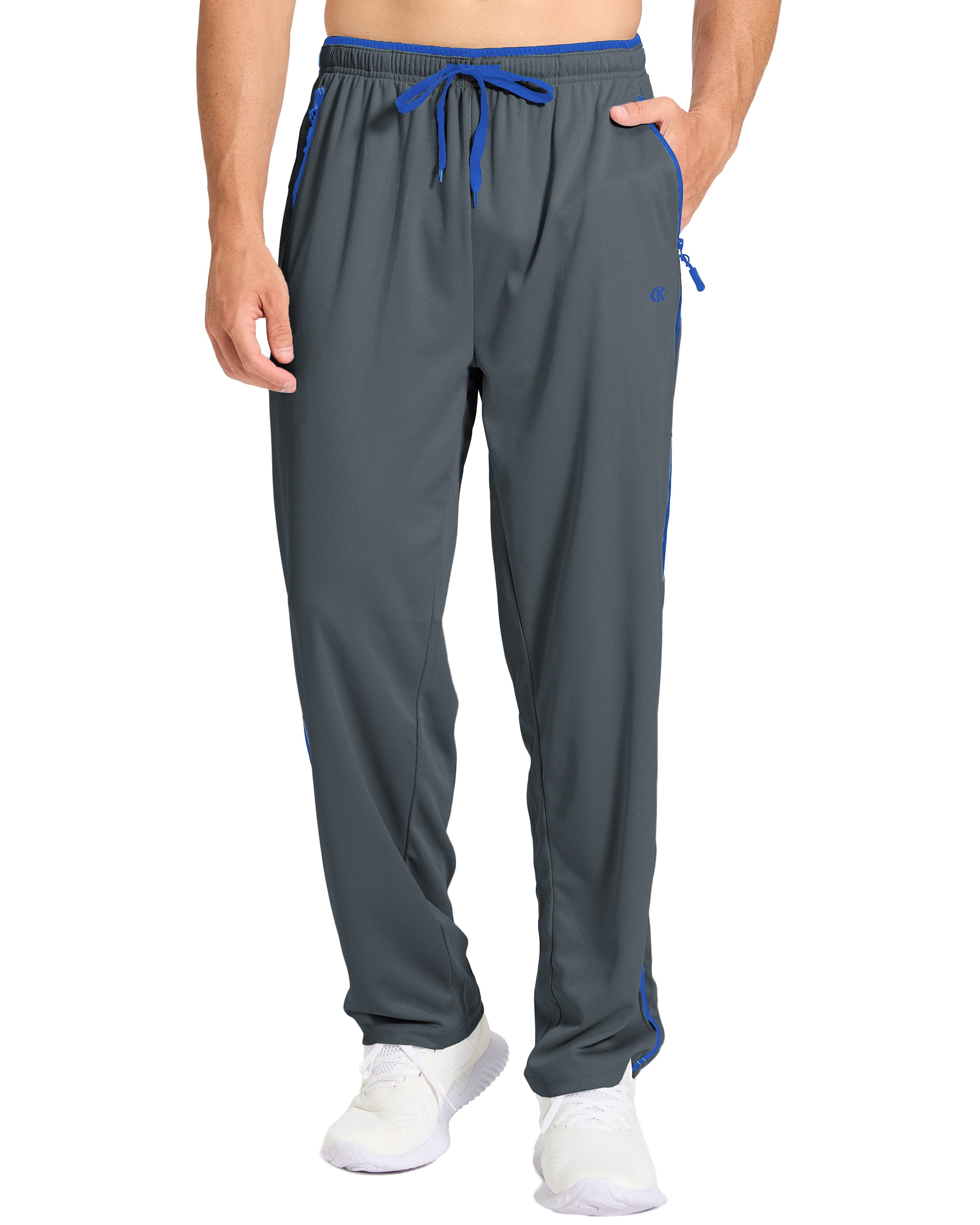 Tyhengta Men's Athletic Sweatpants, Open Bottom, Zipper Pockets, Gray ...