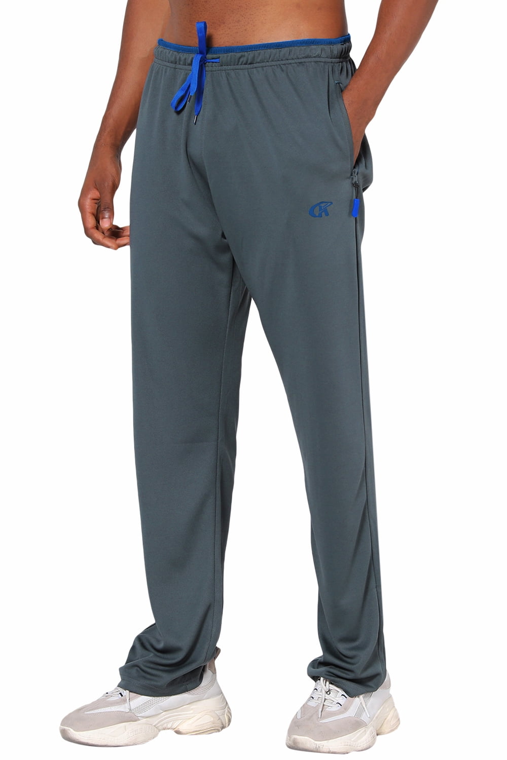 Tyhengta Men's Athletic Sweatpants, Open Bottom, Zipper Pockets, Gray ...