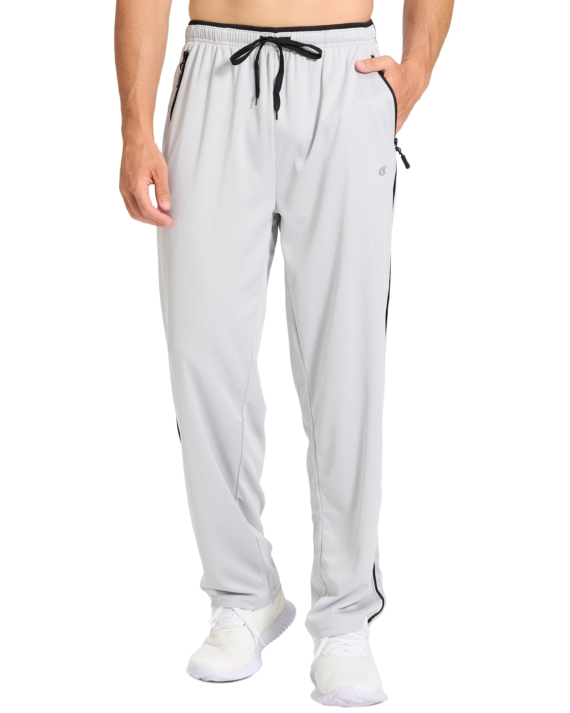Tyhengta Men's Athletic Sweatpants with Zipper Pockets, Open Bottom ...