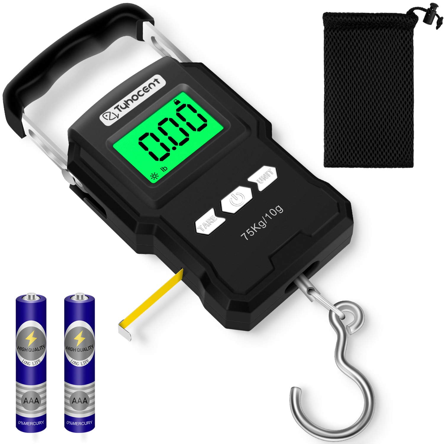 Tyhocent Fishing Scale 165lb/75kg Backlit LCD Screen Portable ...