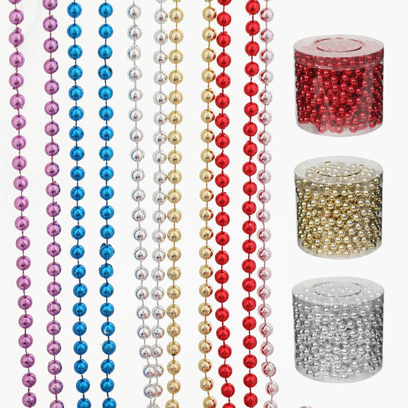 Tyidzon 16.4 Feet Christmas Tree Beads Clear Crystal Bead Strings Strands Plastic Pearl Strands ...