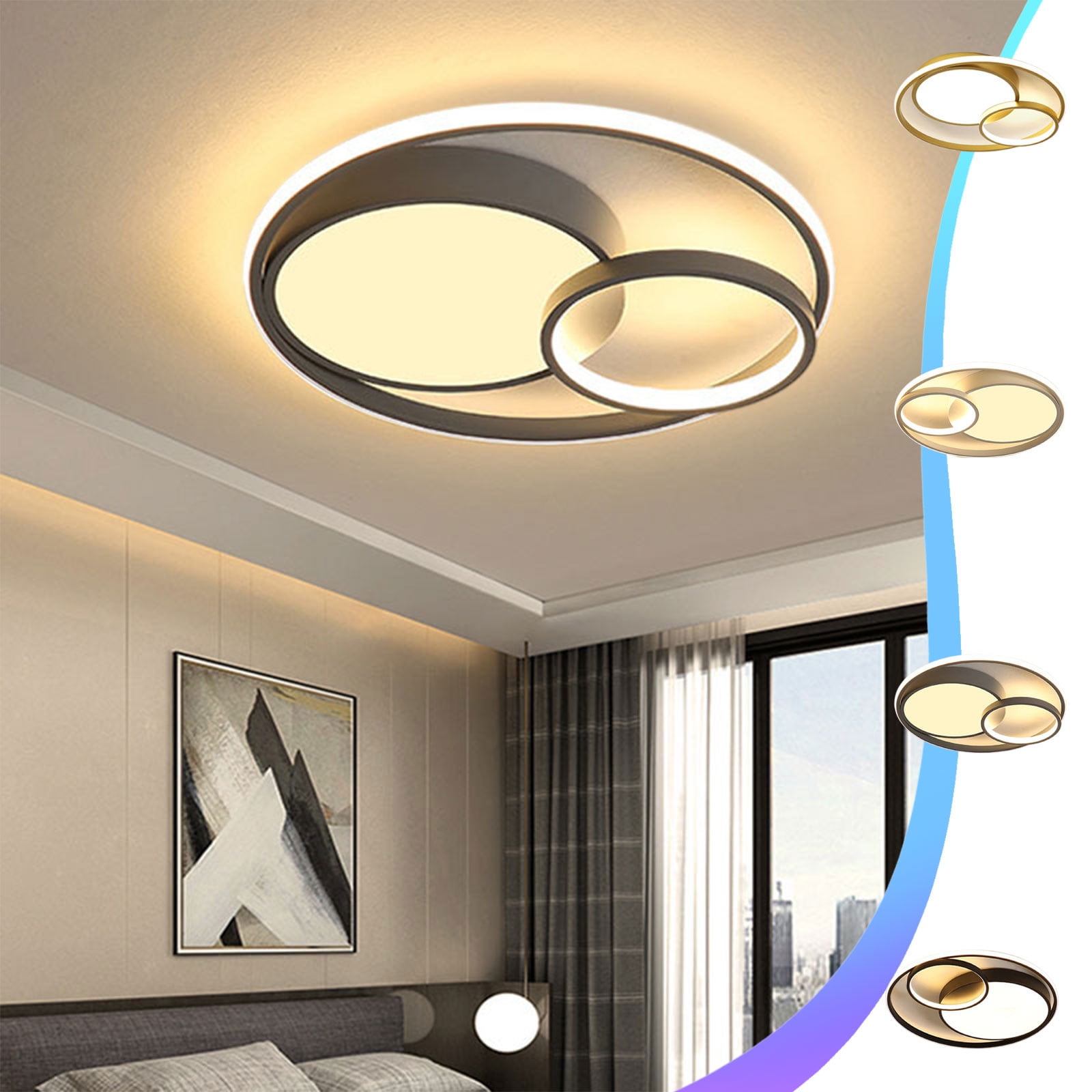 Tyidzon 16 Inch Gray Flush Mount Ceiling Light, Large & Bright Ceiling ...