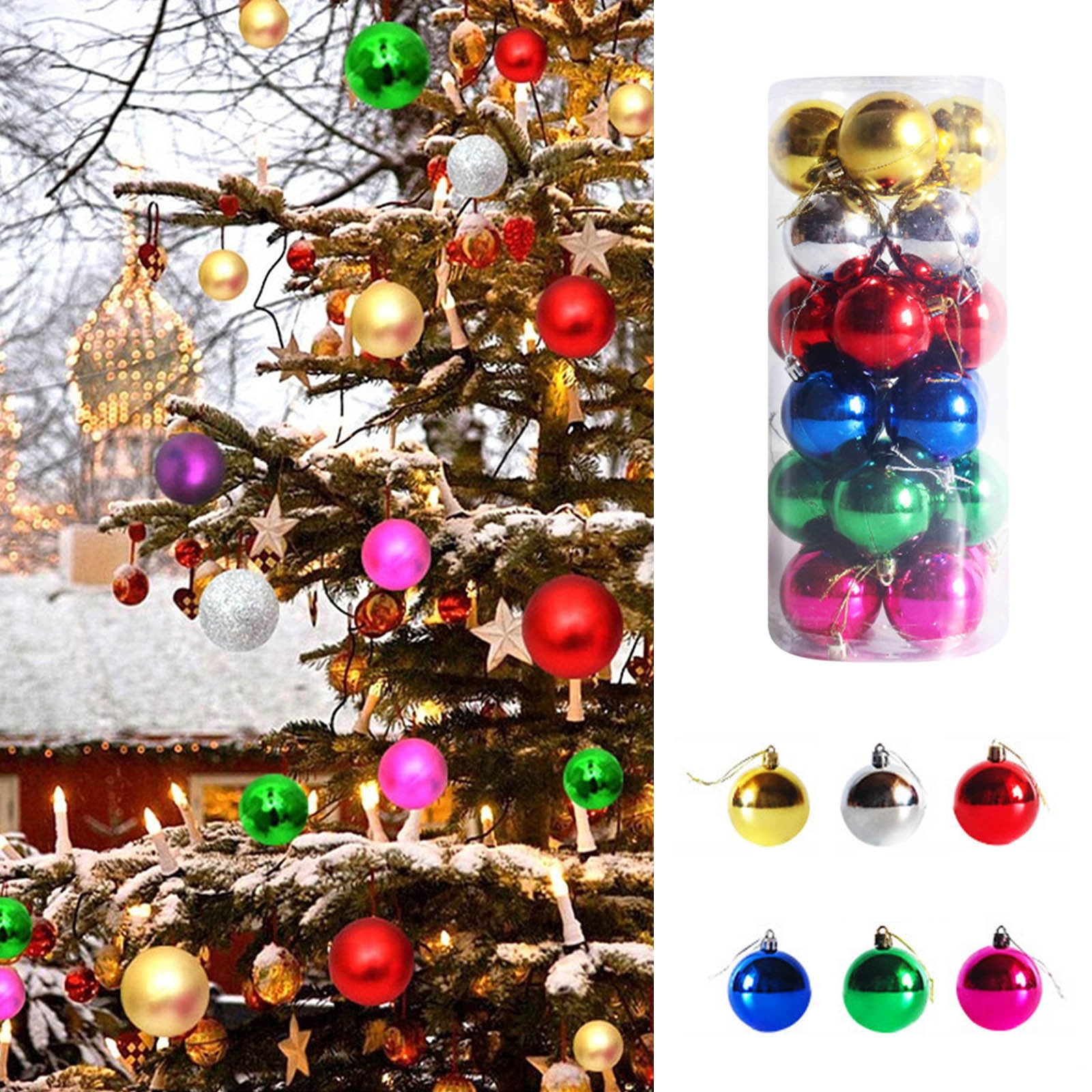 Tyidzon 24Pcs 1.18" Small Christmas Ball Ornaments Shatterproof ...