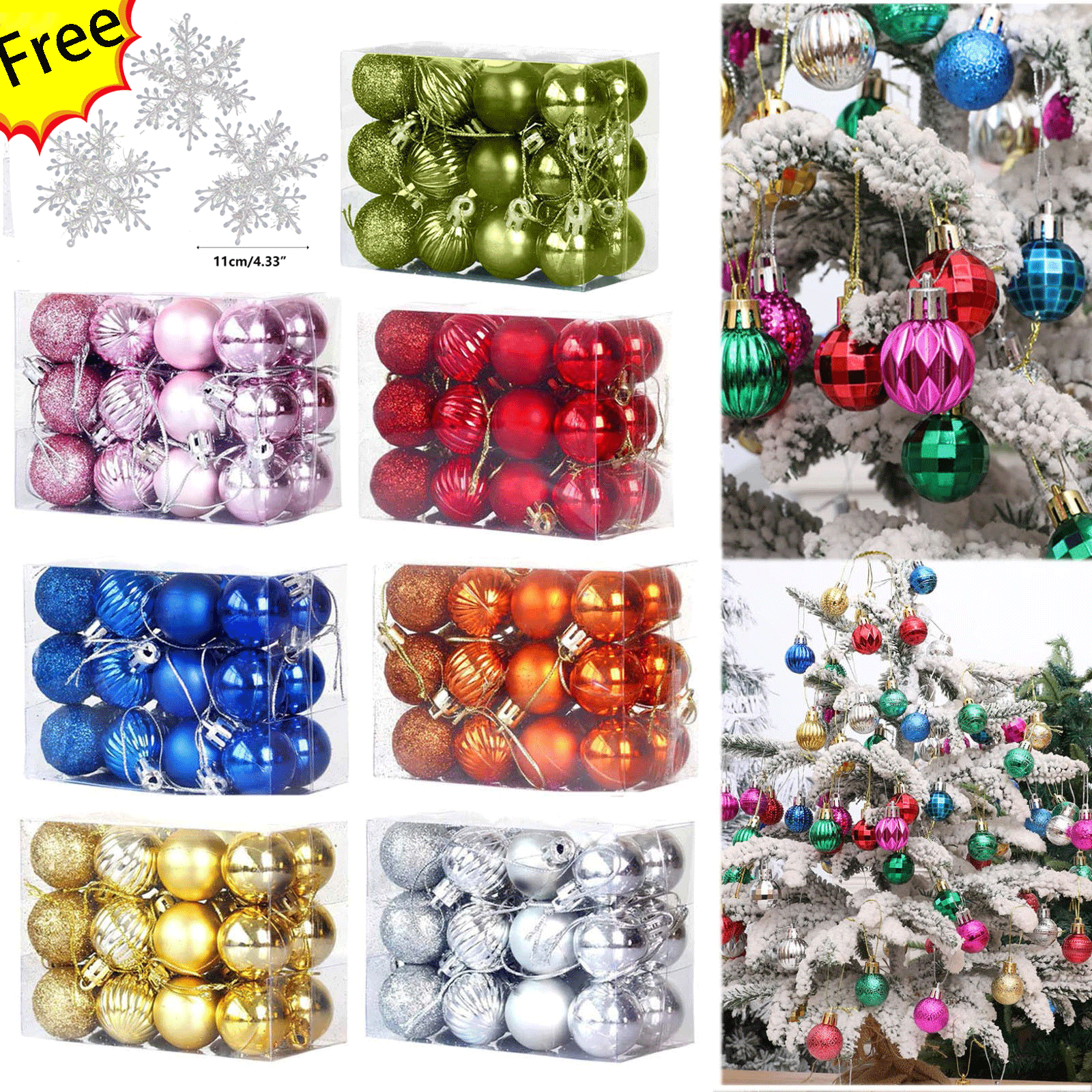 Tyidzon 24Pcs Christmas Balls Ornaments, Christmas Tree Decorations ...