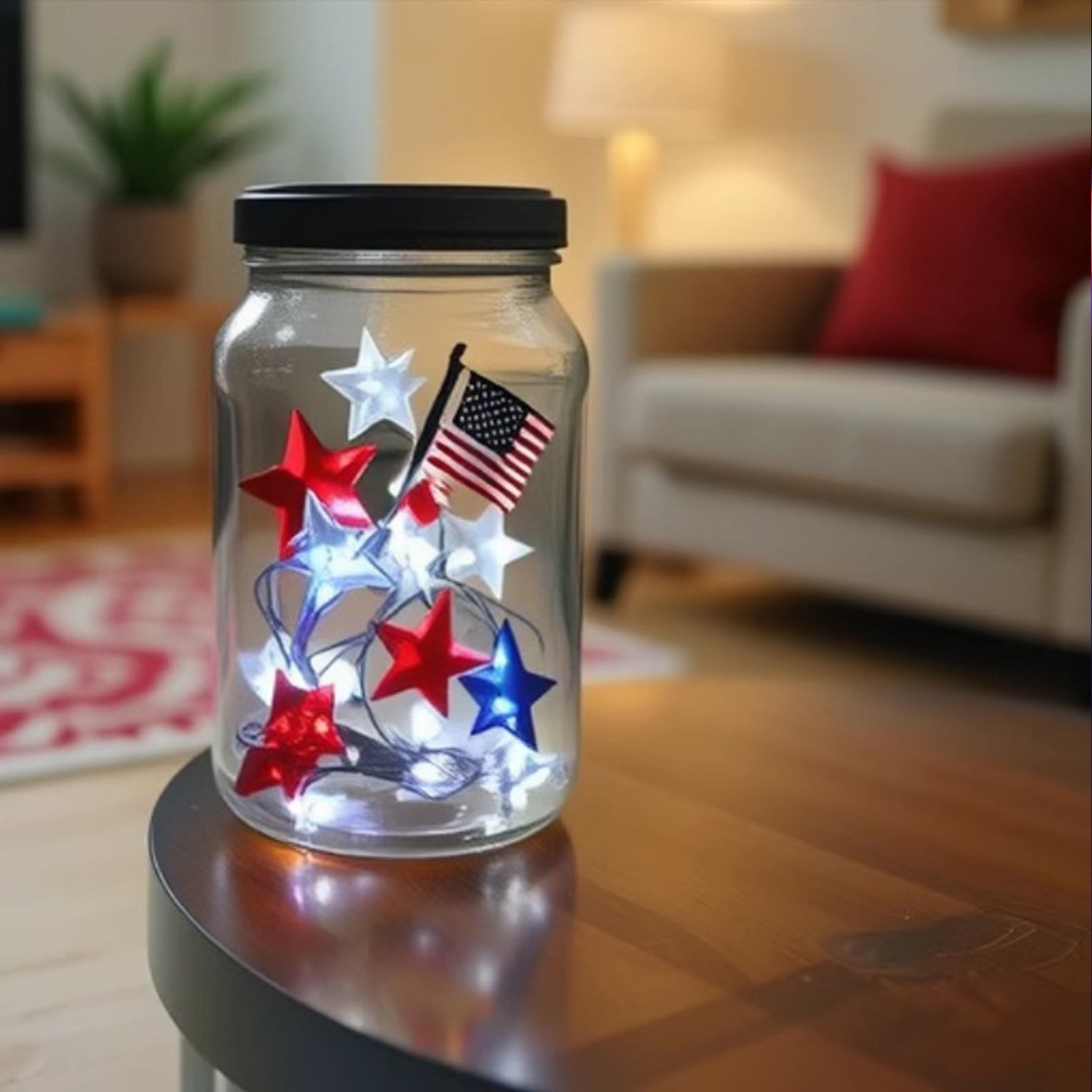 Tyidzon 30 LED 4th of July Decorations American Star Lights, 10Ft Mini ...