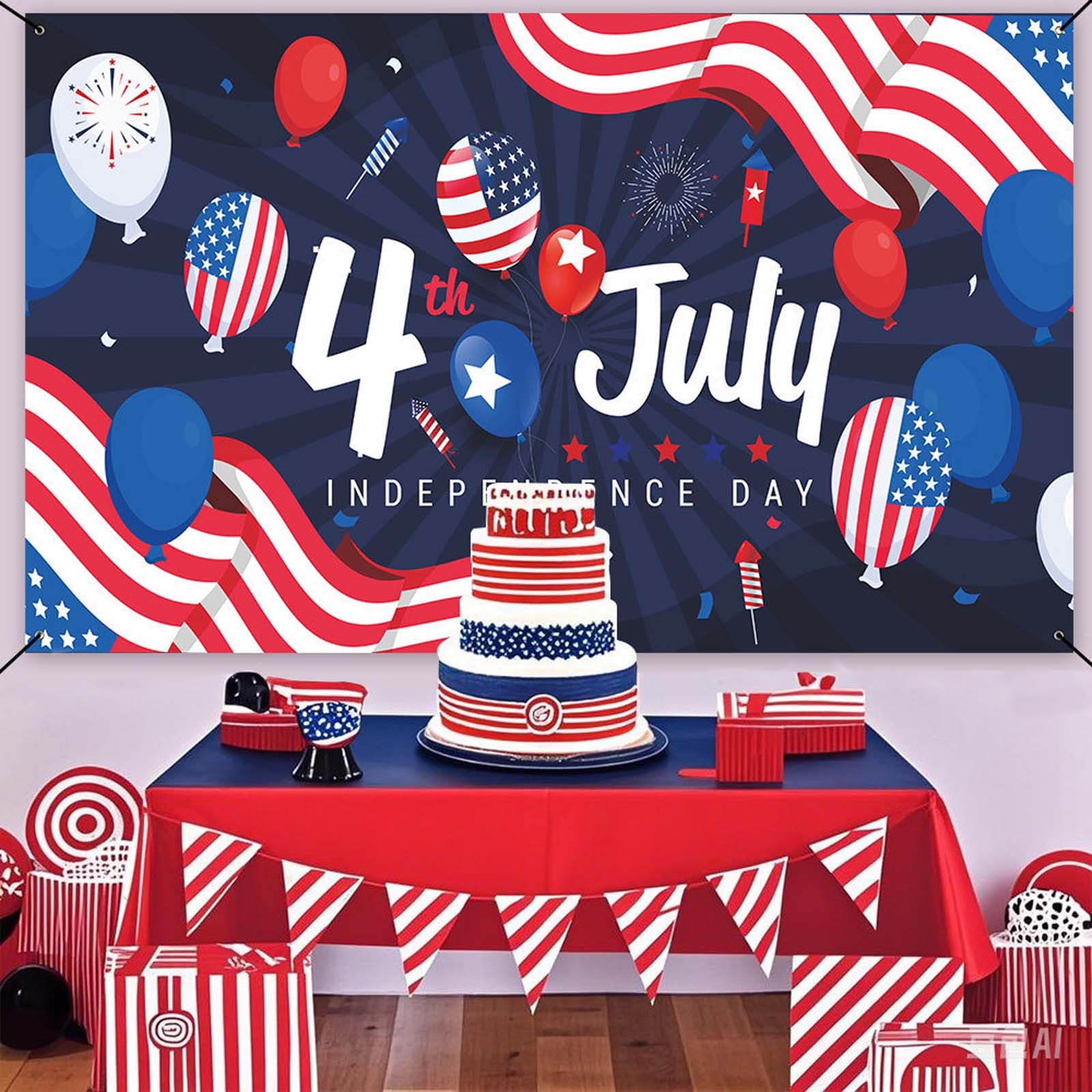 Tyidzon 4th of July Decorations Party Backdrop Patriotic Sign Banner ...