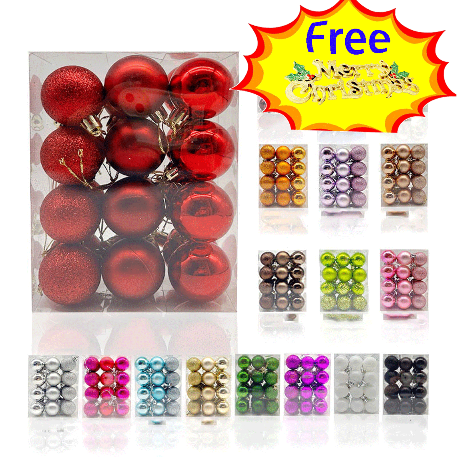 Tyidzon Christmas Balls Ornaments, 24Pc Shatterproof Christmas Tree ...
