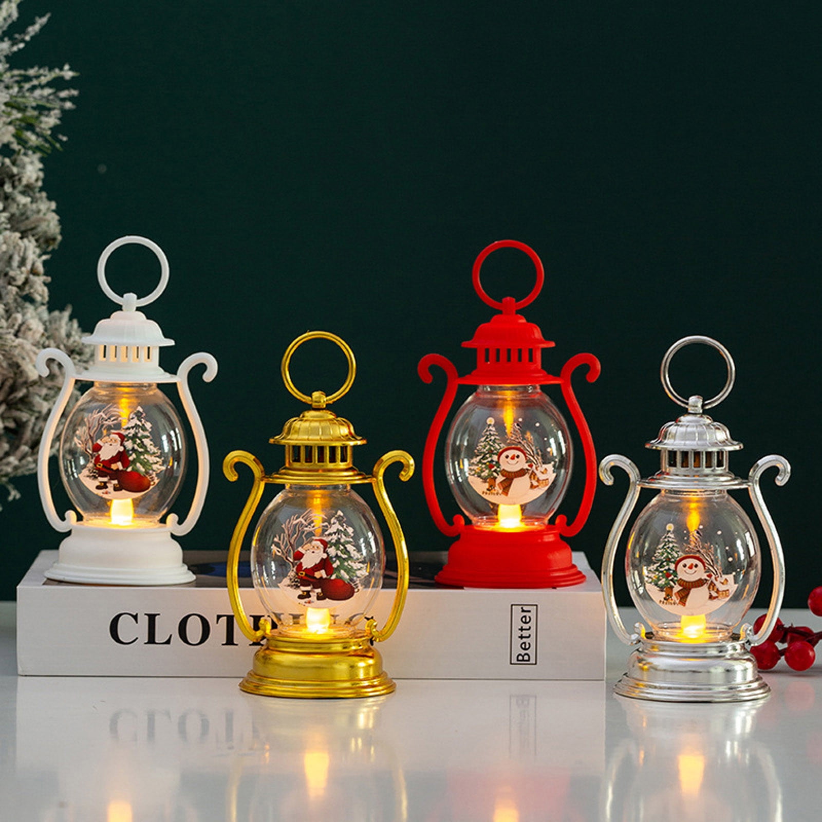 Tyidzon Christmas Snow Globes, 6.3" Santa Claus Christmas Lantern ...