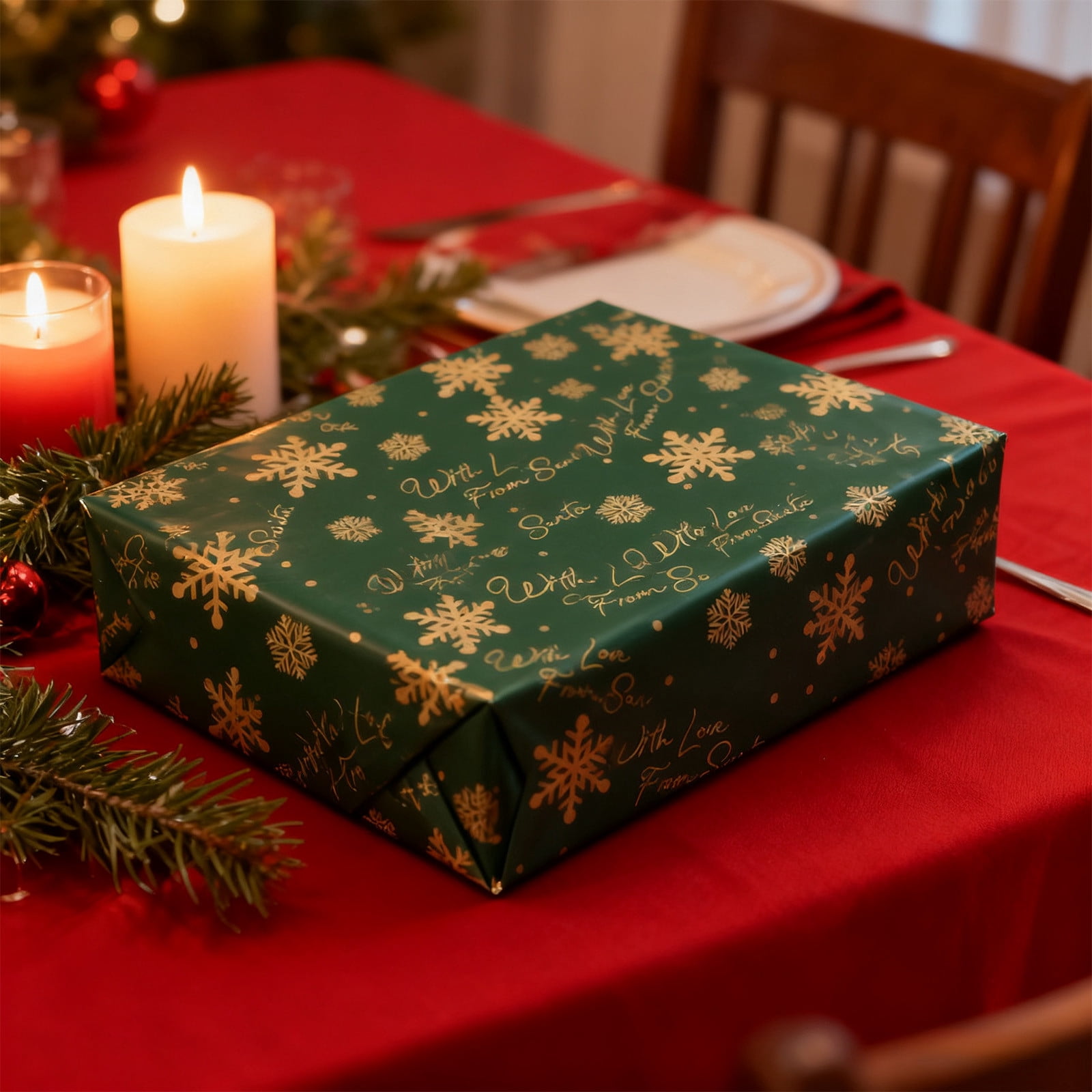 Tyidzon Christmas Wrapping Paper, Xmas Vintage Gift Wrapping Paper ...