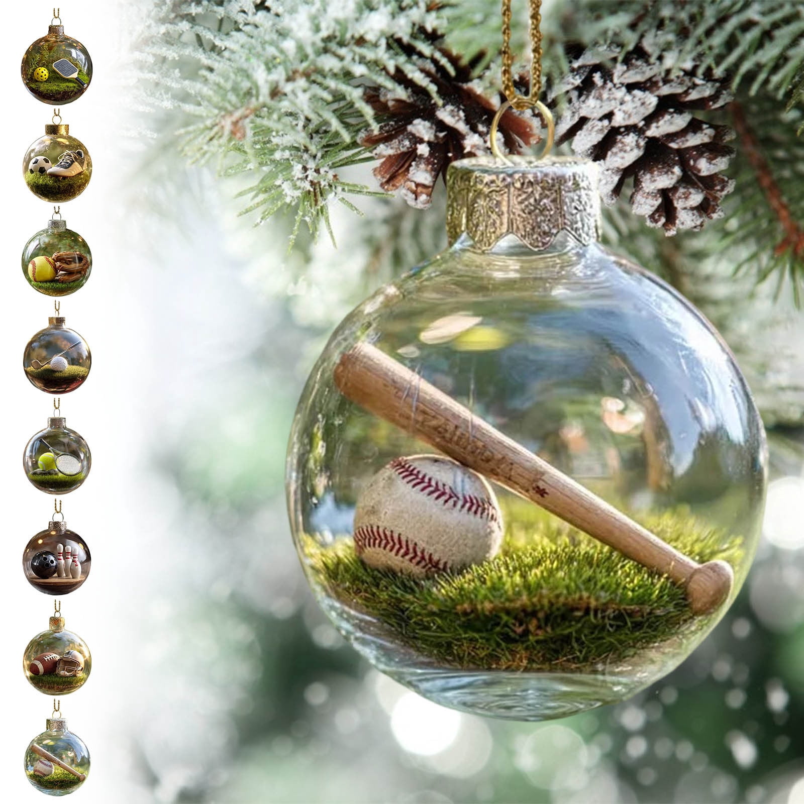 Tyidzon Crystal Glass Christmas Ball Ornaments - 3.1" Sports Holiday ...
