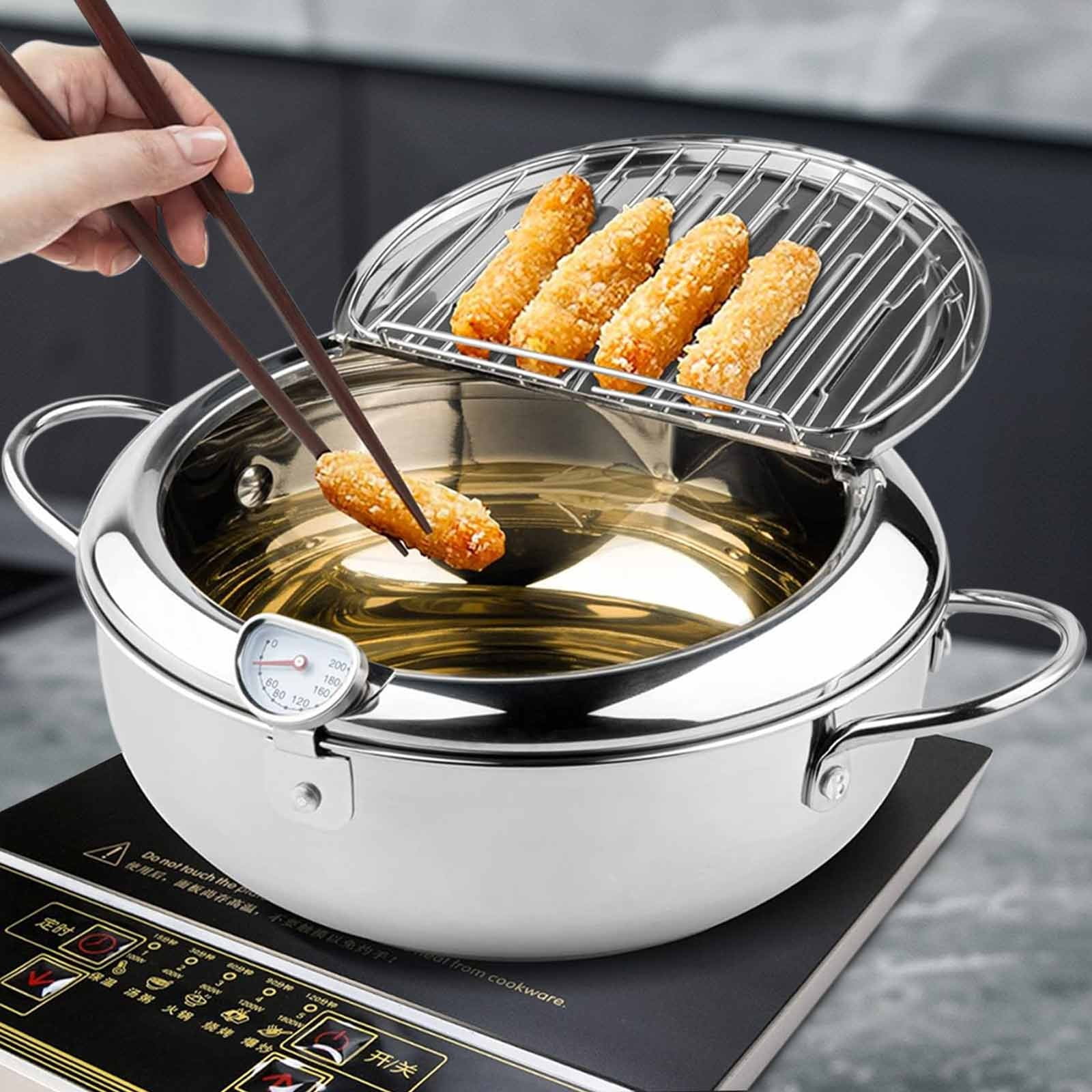 Tyidzon Deep Deep Fryer Pot 304 Stainless Steel Tempura Frying Pot with ...