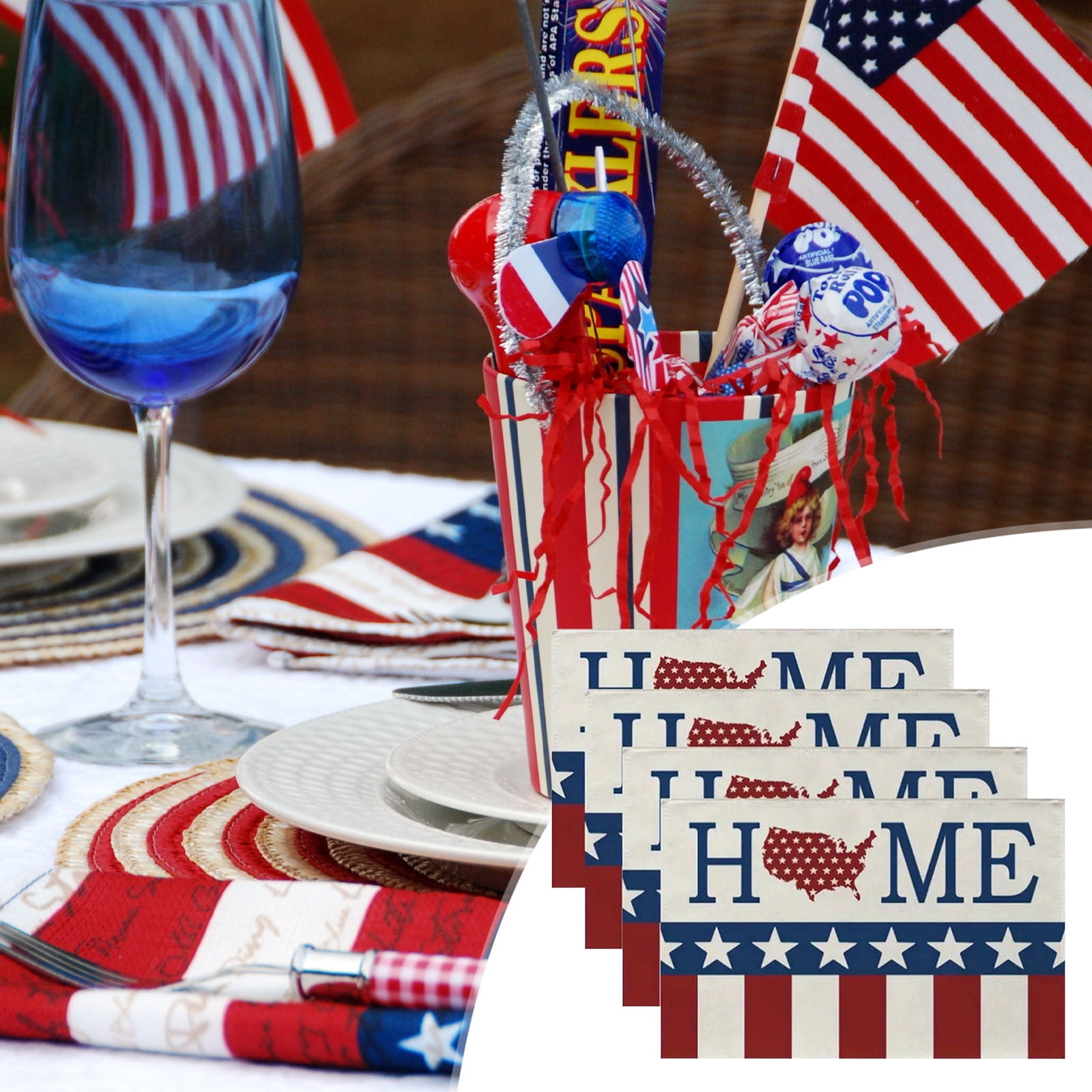 Tyidzon Independence Day Placemats 12 x 18 Inch Memorial Day American ...