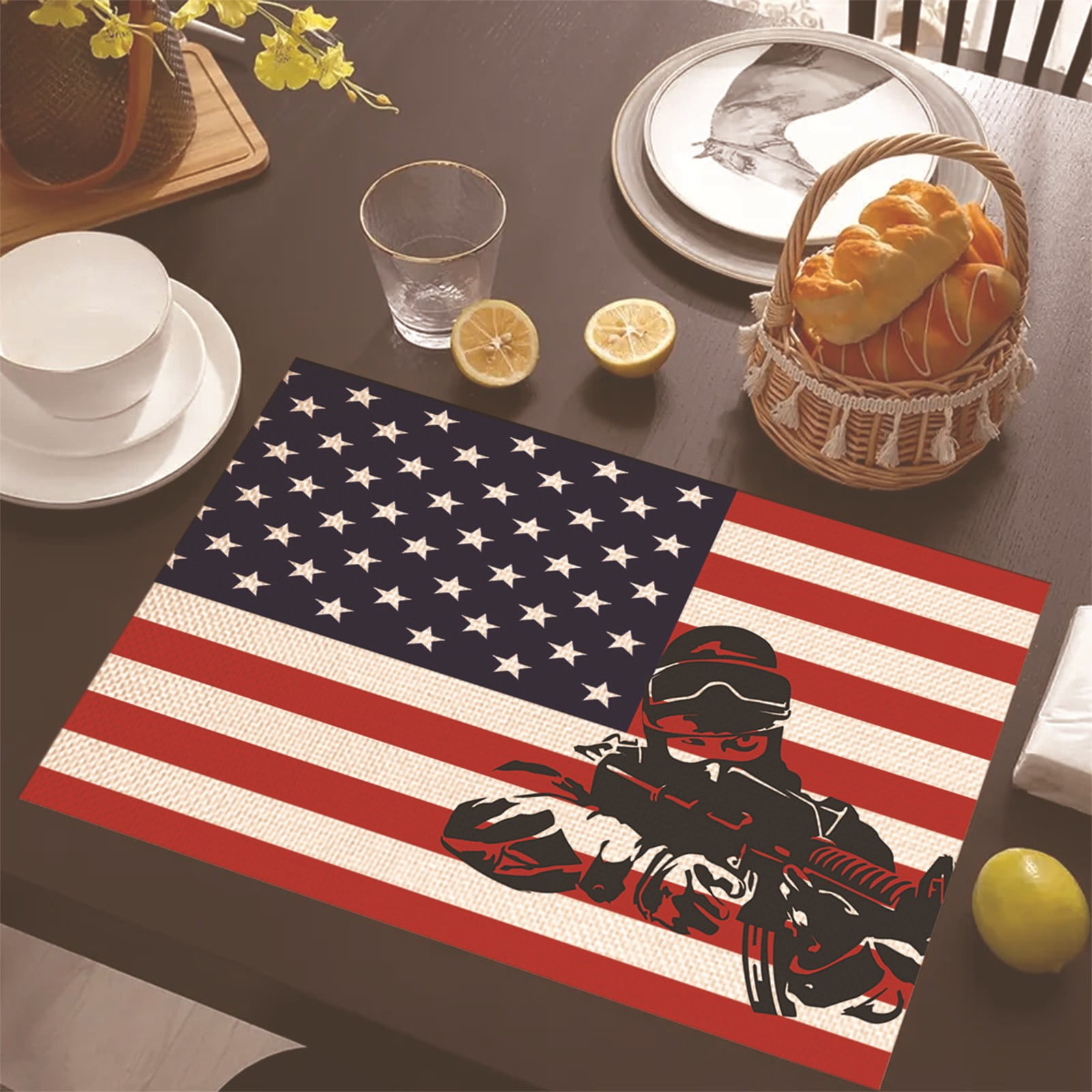 Tyidzon Independence Day Placemats 12 x 18 Inch Memorial Day American ...