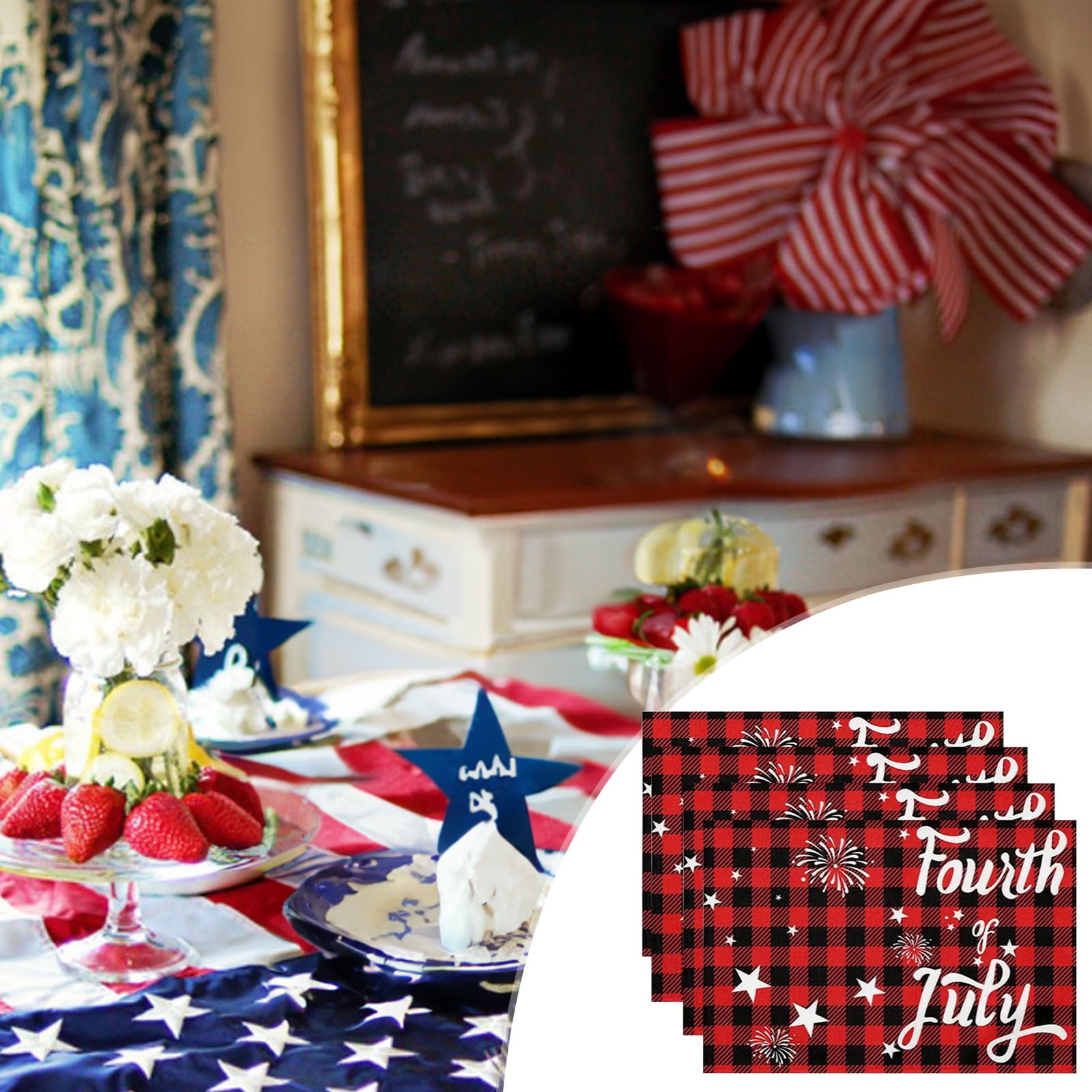 Tyidzon Independence Day Placemats 12 x 18 Inch Memorial Day American ...