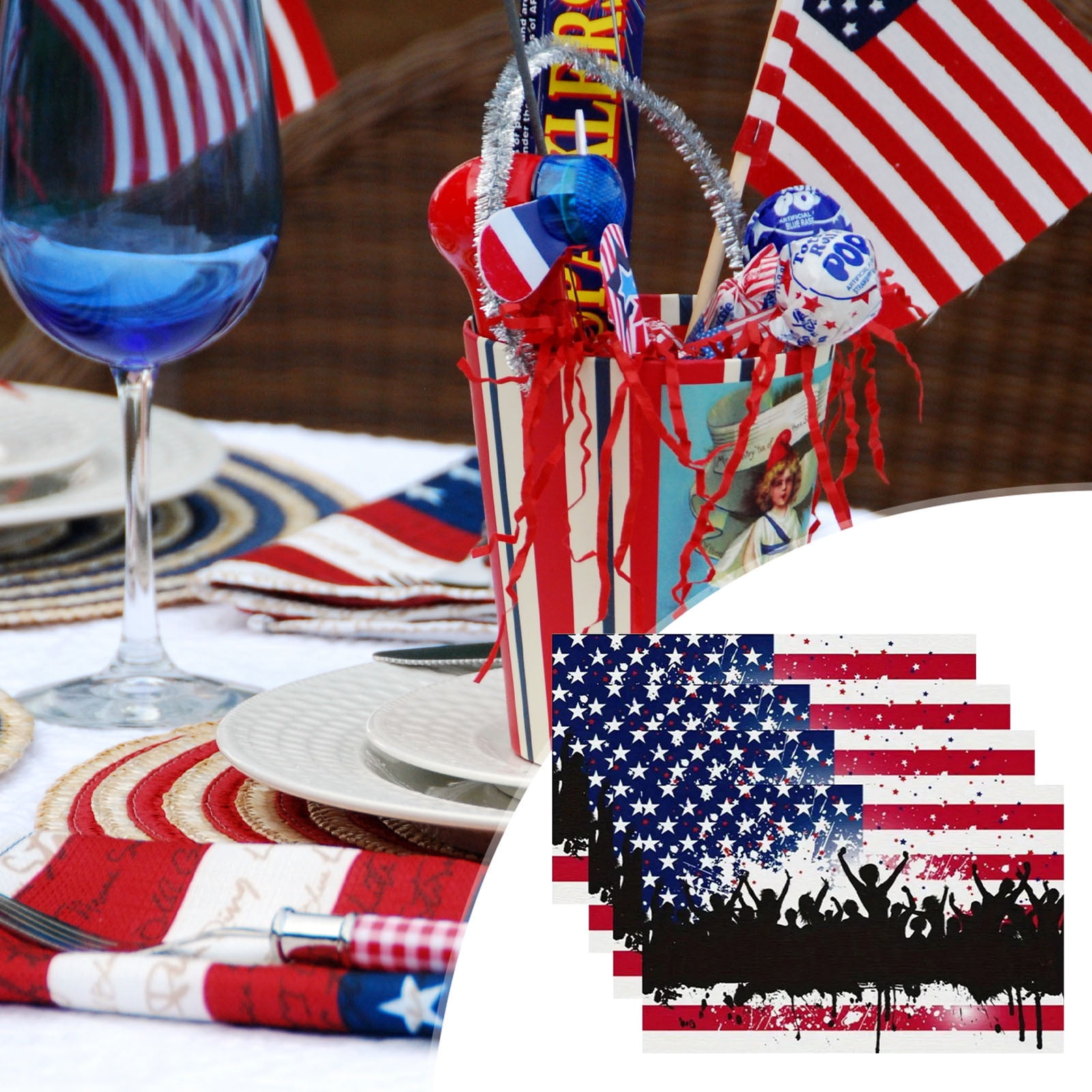 Tyidzon Independence Day Placemats 12 x 18 Inch Memorial Day American ...