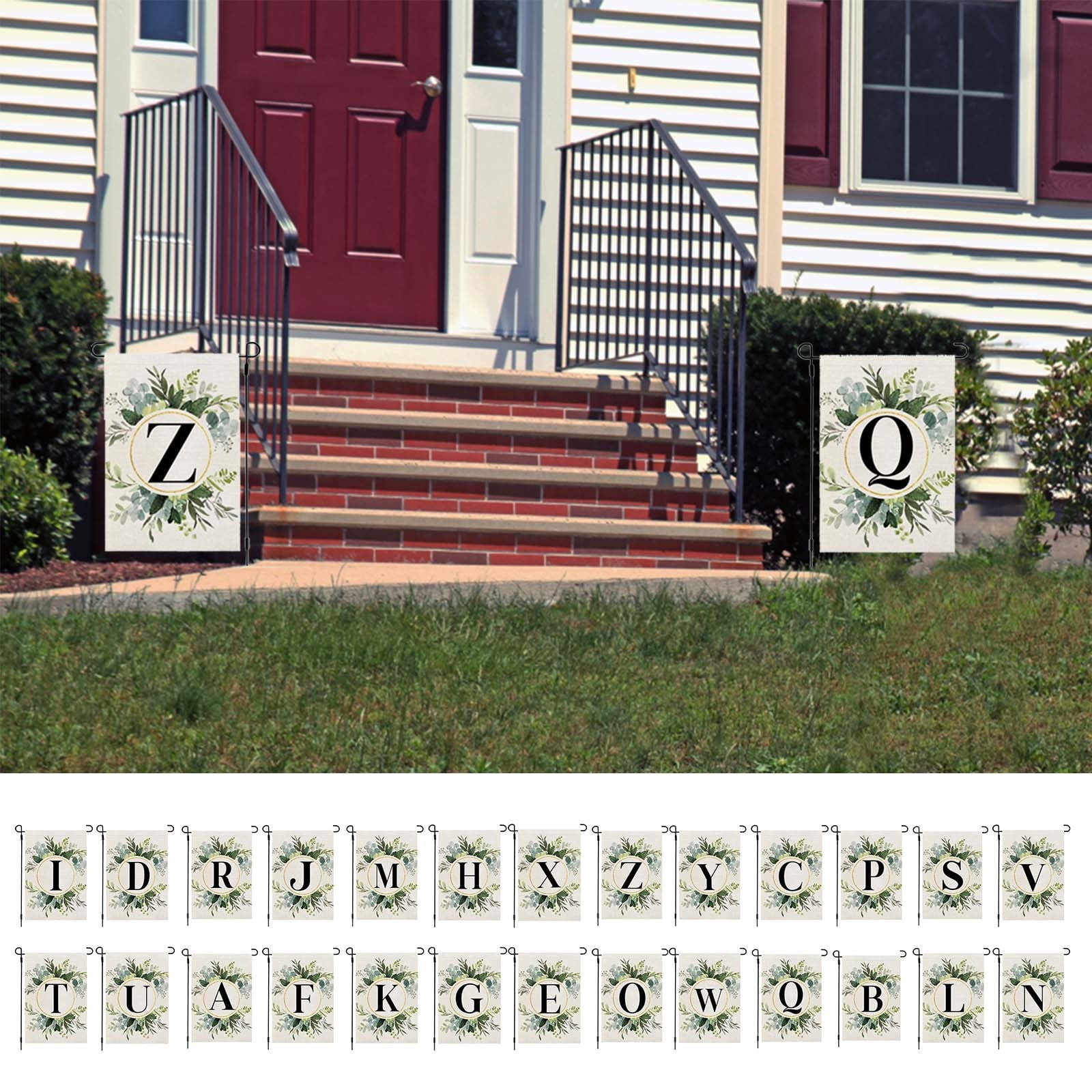 Tyidzon Initial Garden Flag, Letter L Family Last Name Initial Wreath ...