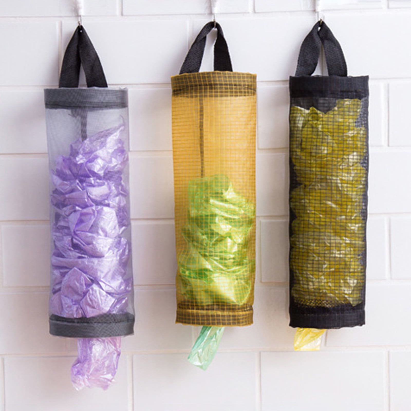 Tyidzon Plastic Bag Holder Hanging Folding Mesh Garbage Bags Organizer ...