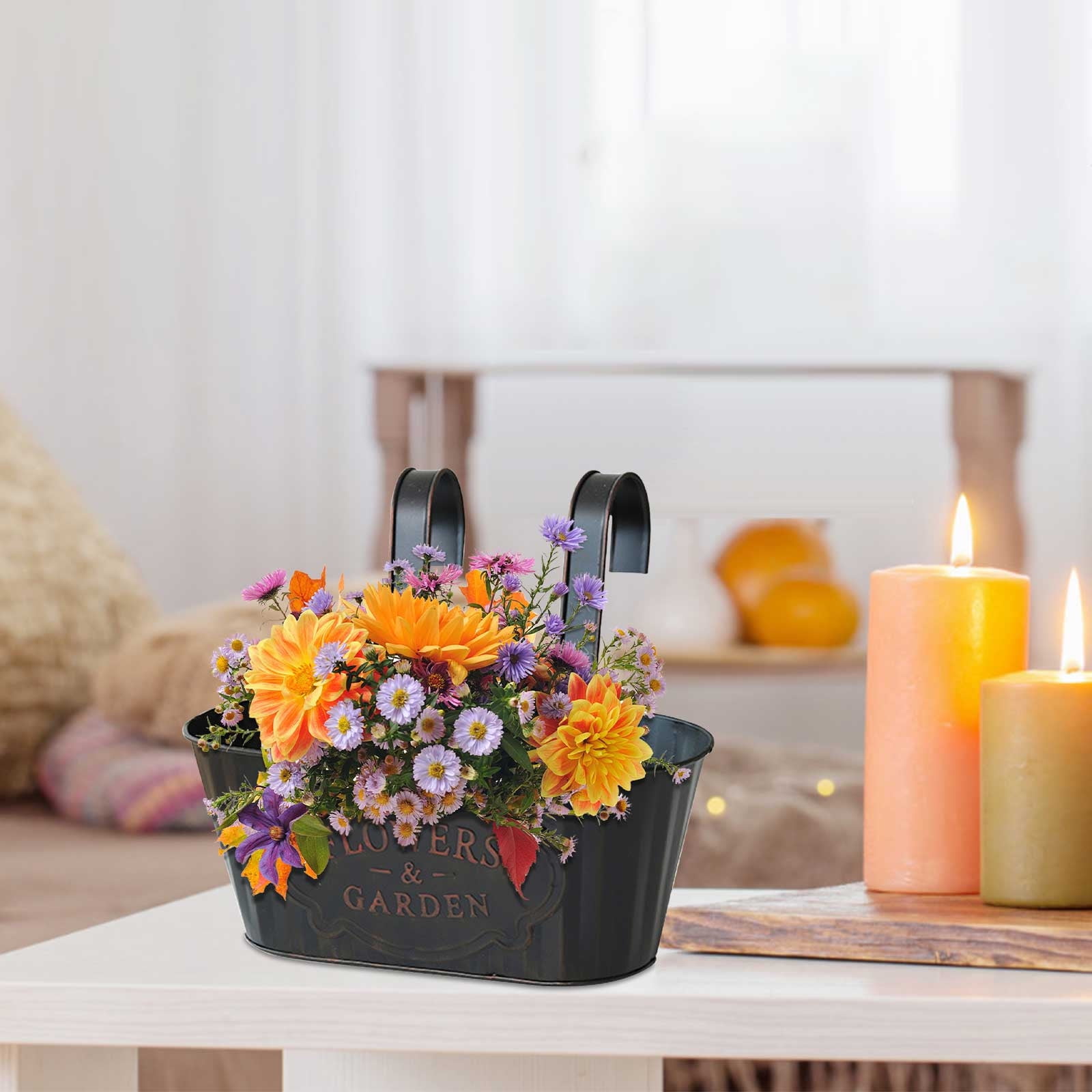 Tyidzon Railing Planter Metal Iron Hanging Flower Pots Deck Railings ...