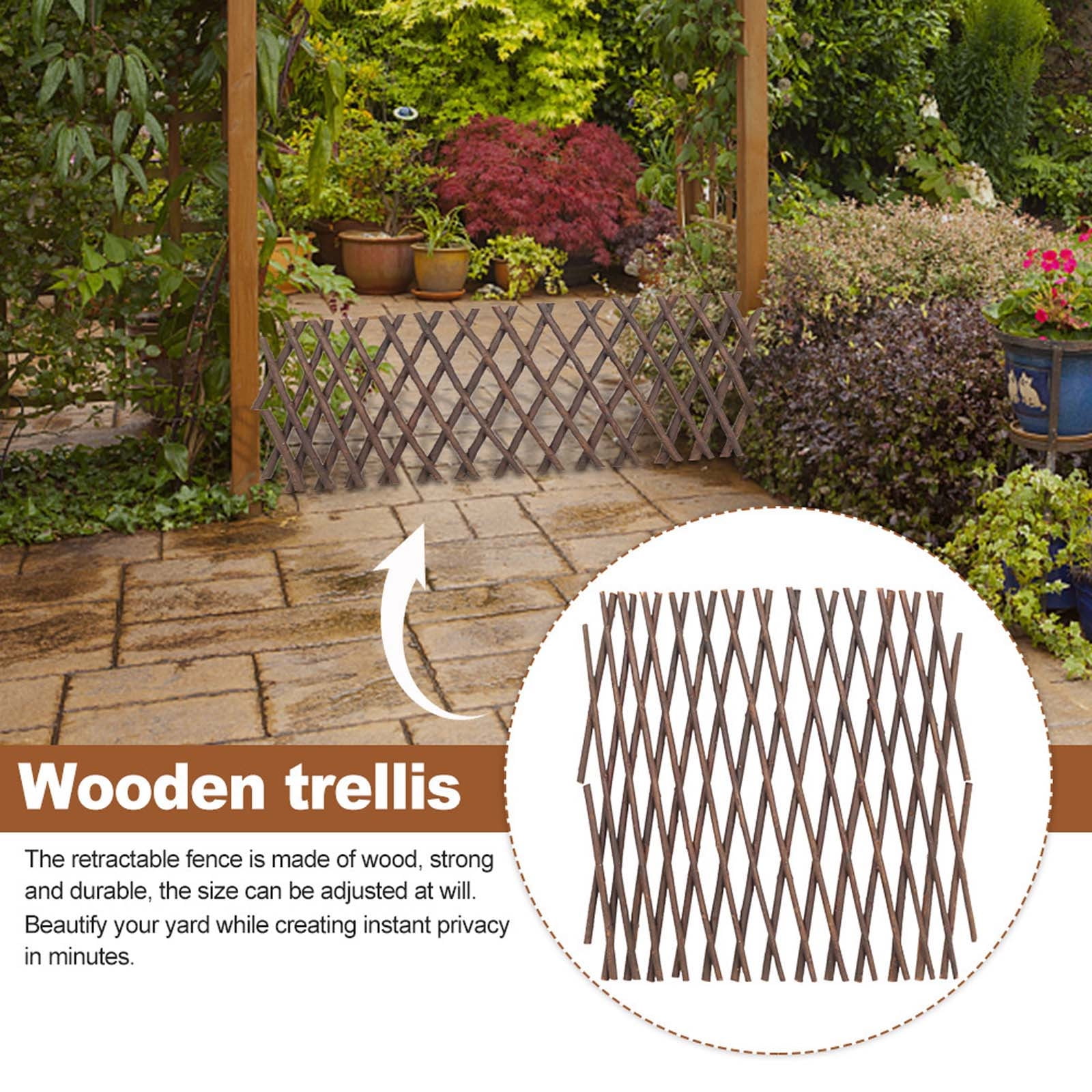 Tyidzon Retractable Wooden Garden Fence for Balcony Patio Outdoor, Wood ...